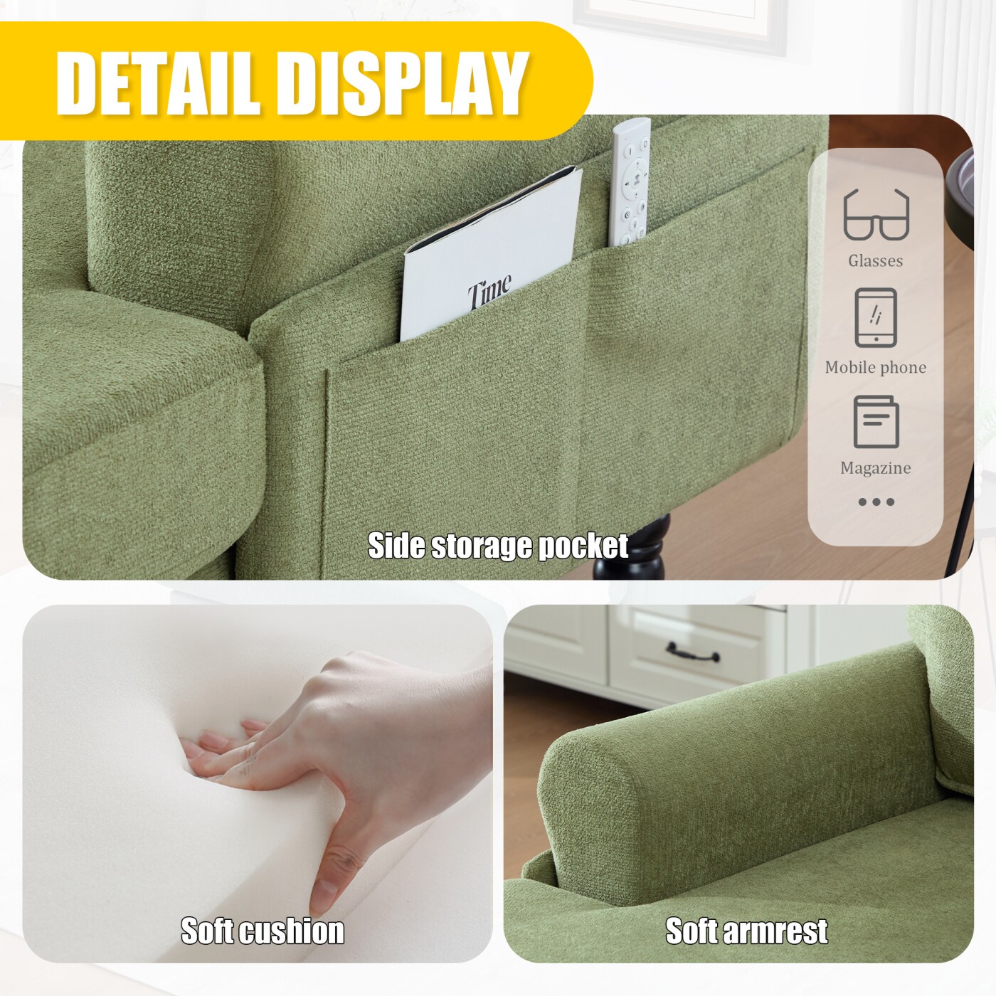Streamdale Furniture Streamdale Modern Minimalist Chenille Chaise ...