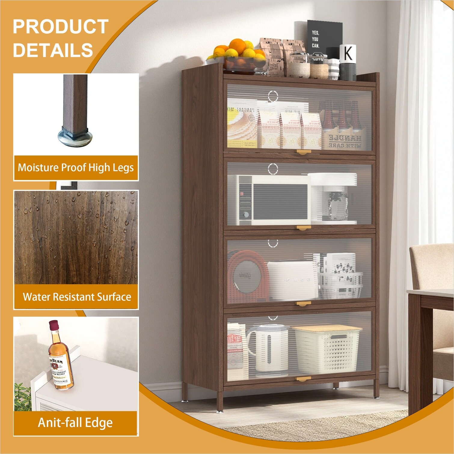 Naturefalls Steel 57-inch tall cabinet with four flip doors classic ...