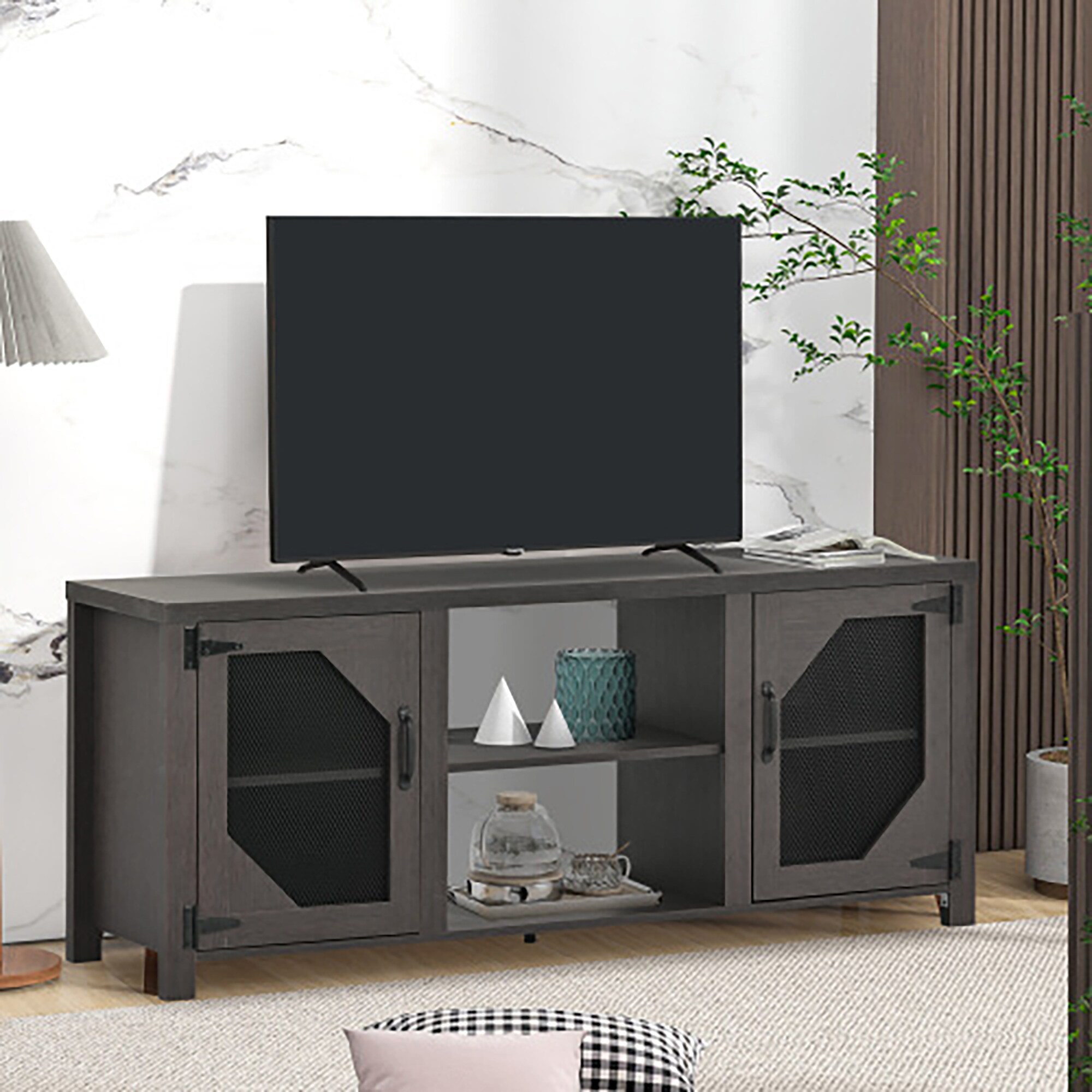 Sunrinx Modern/Contemporary Dark Oak Tv Stand (Accommodates TVs up to ...