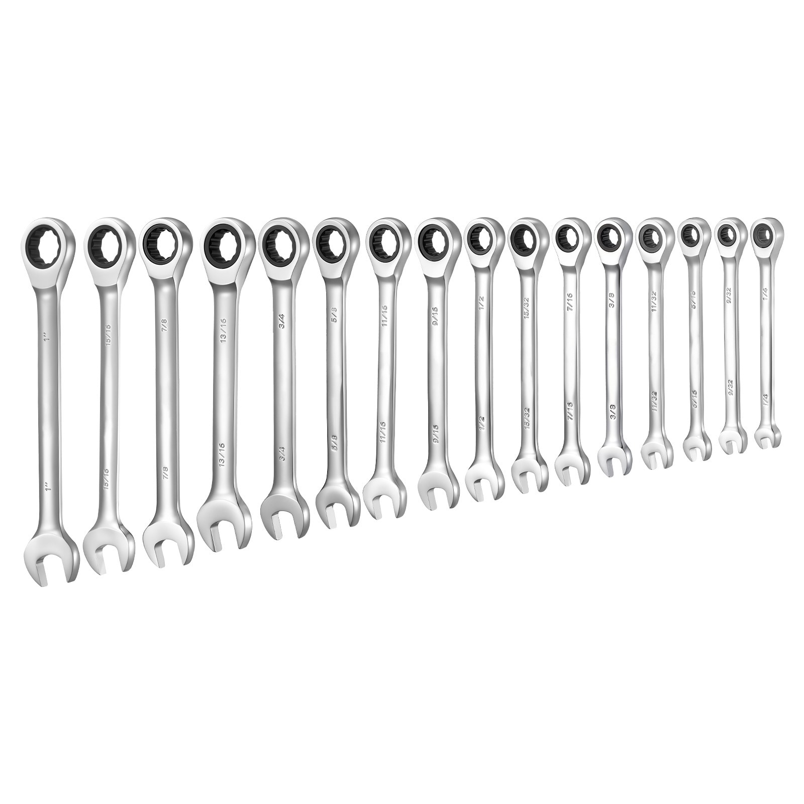 GIVIMO Combination Wrench Set 16-Piece SAE Sizes 72-Tooth Cr-V Steel ...