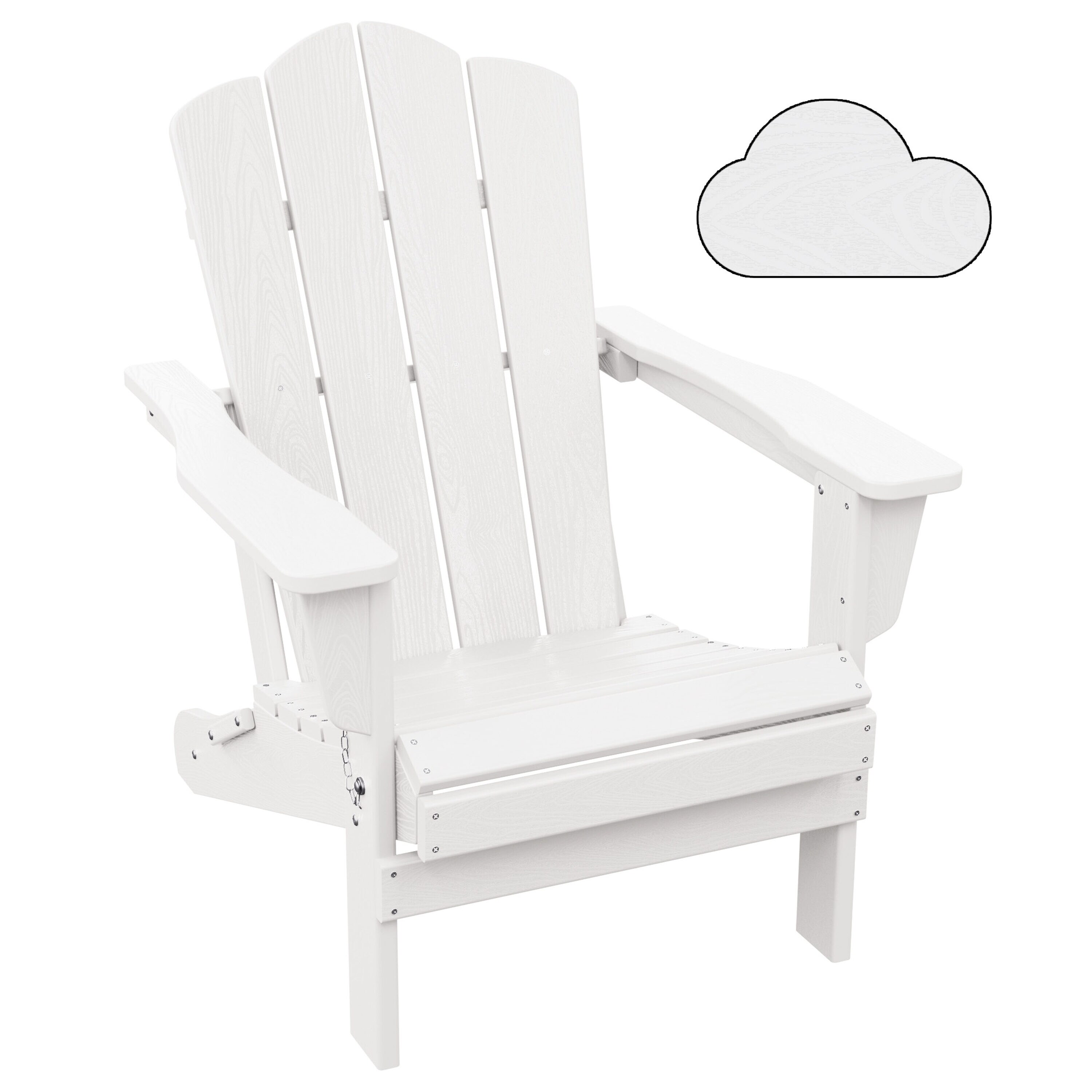 JEAREY All-Weather Patio Folding Adirondack Chair Stackable White Hdpe ...