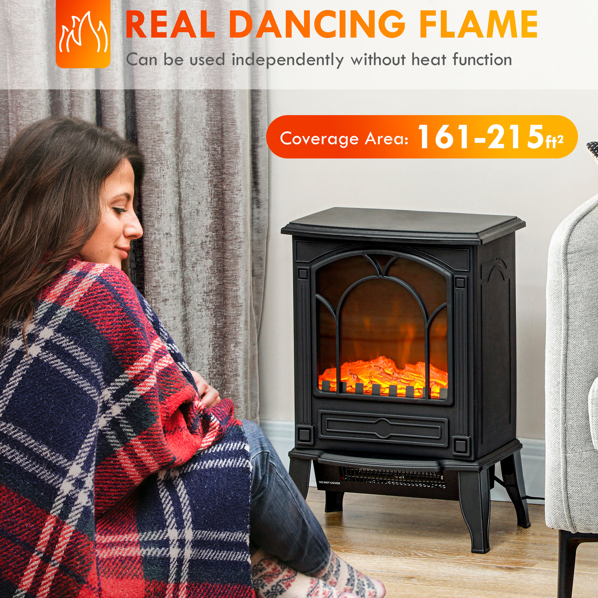 LOVMOR 22 Free Standing Electric Fireplace Stove Fire Place Heater ...