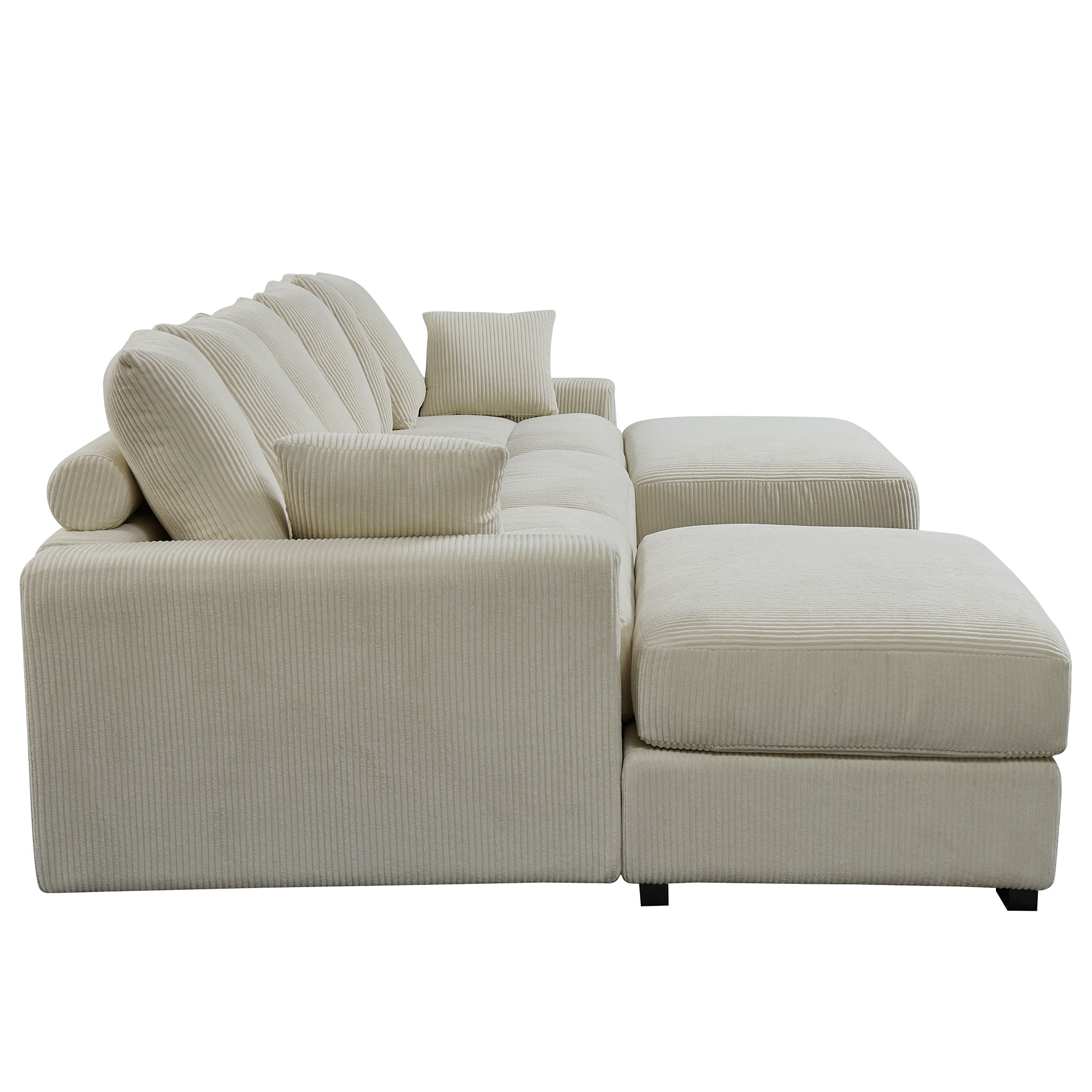 Sofa 145.8-in W Casual Beige 3-seater Reclining Sectional with ...