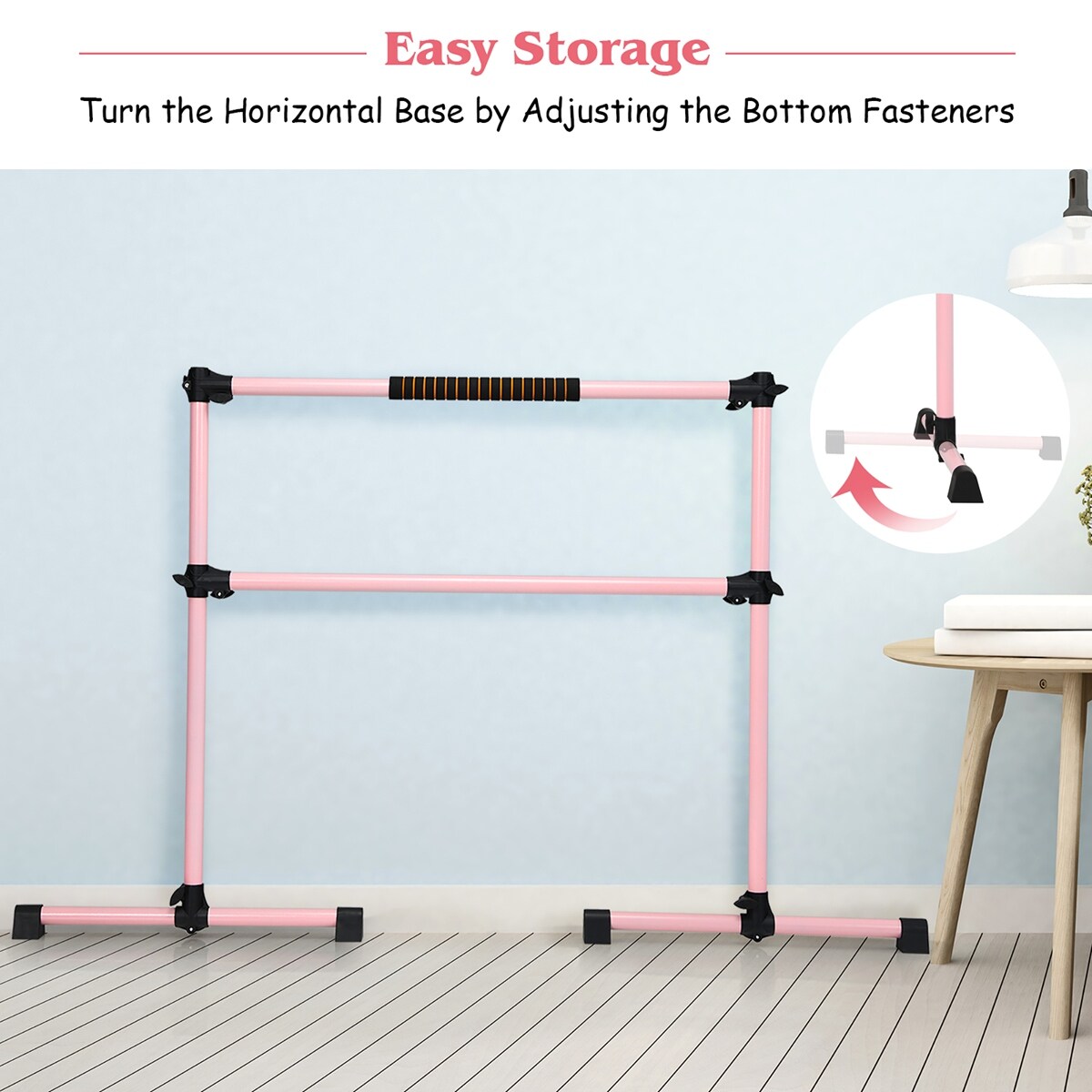Goplus Portable Ballet Barre 4ft Freestanding Adjustable Double Dance Bar Pink in the Pull-Up ...