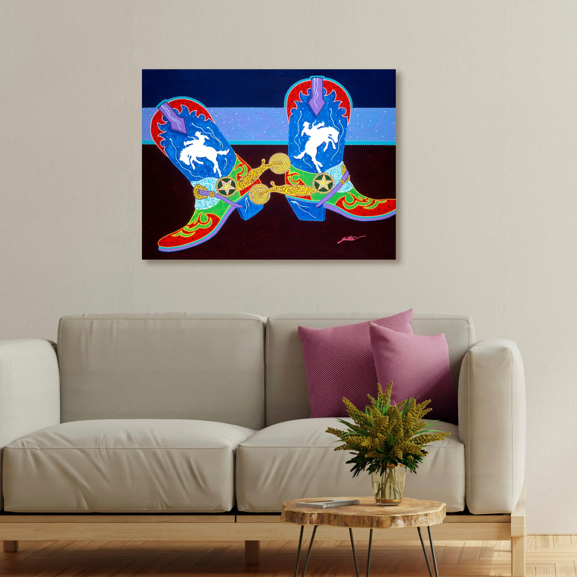 Somerset House Retro Cowboy Fine Art Giclee Print On Gallery Wrap ...