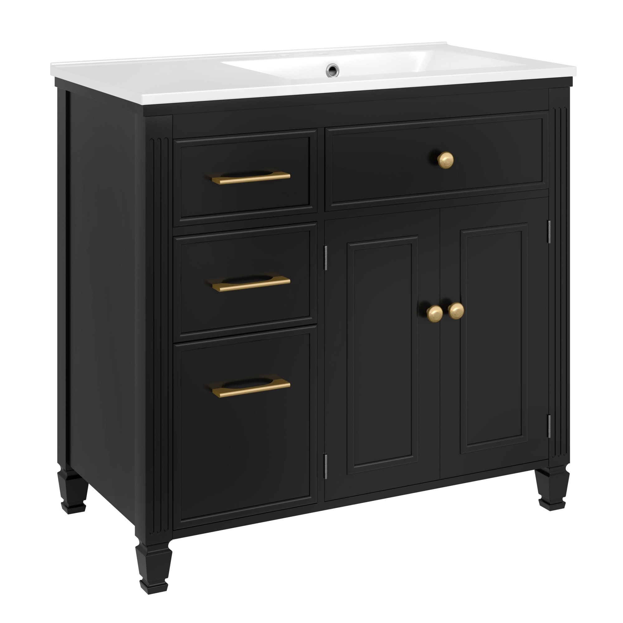 Dexmalle 36-in Black Modern Undermount Single Sink Bathroom Vanity With ...