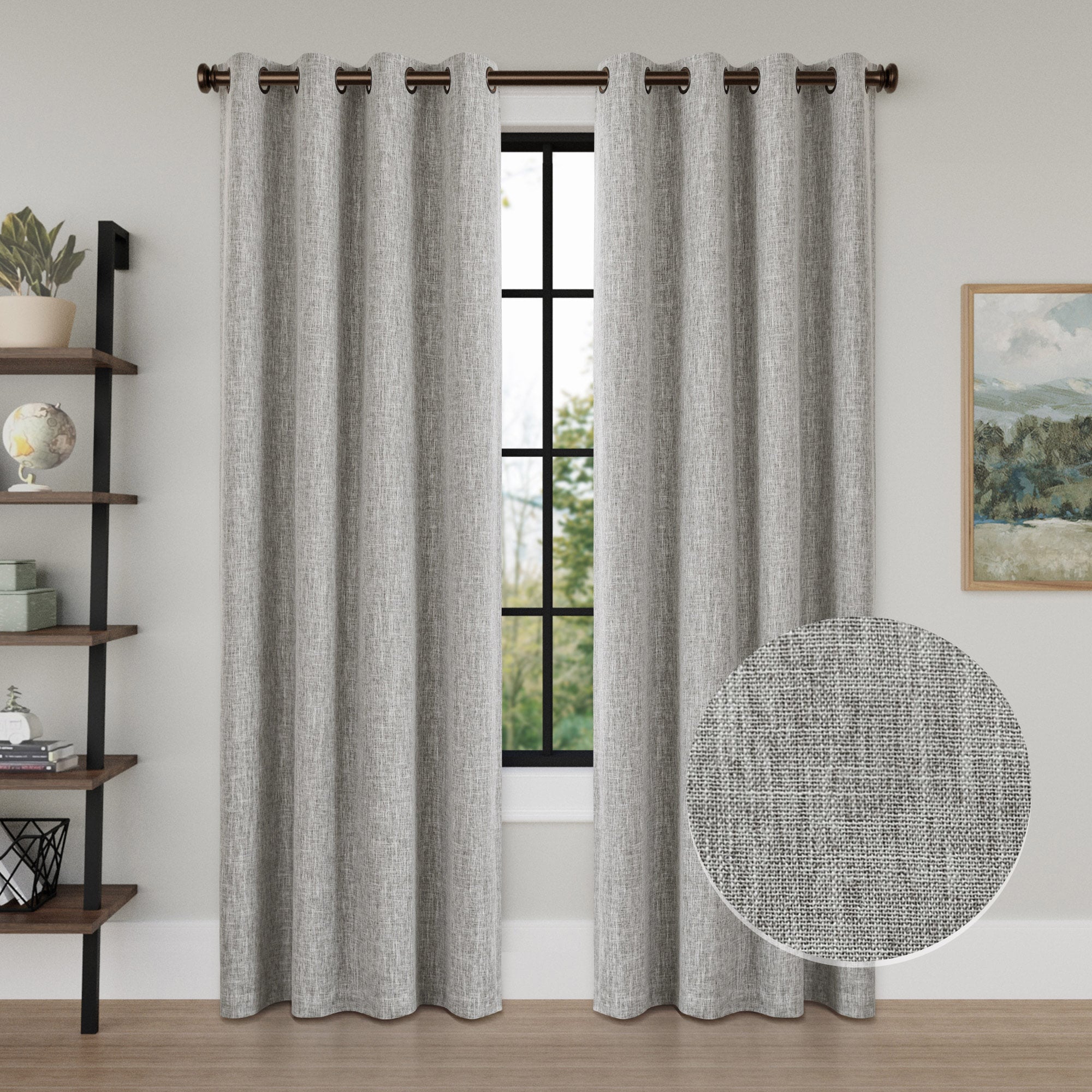 Awesome Home 52-in W x 96-in L Taupe Linen Texture Blackout Grommet ...