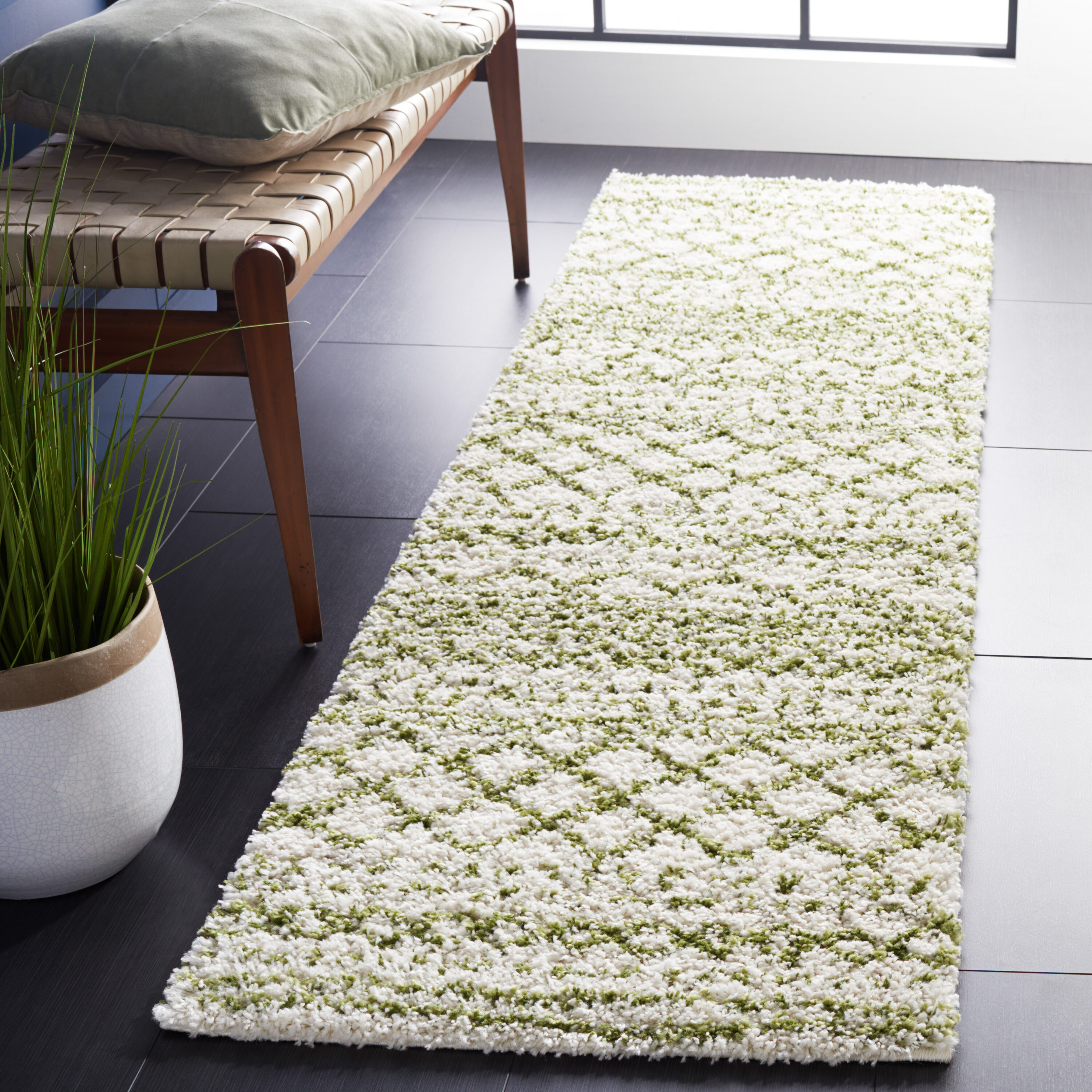 Safavieh Arizona Shag 741Y Ivory Green 2ft-3in x 6ft Runner Rug in the ...
