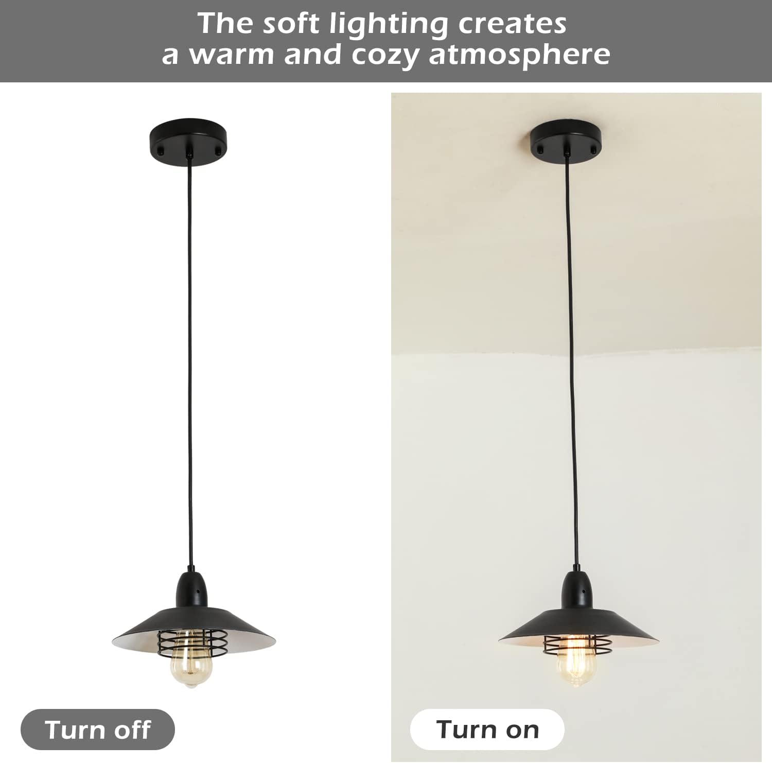 Belffin Farmhouse Vintage Pendant Light Black Fixture Spring Frame ...