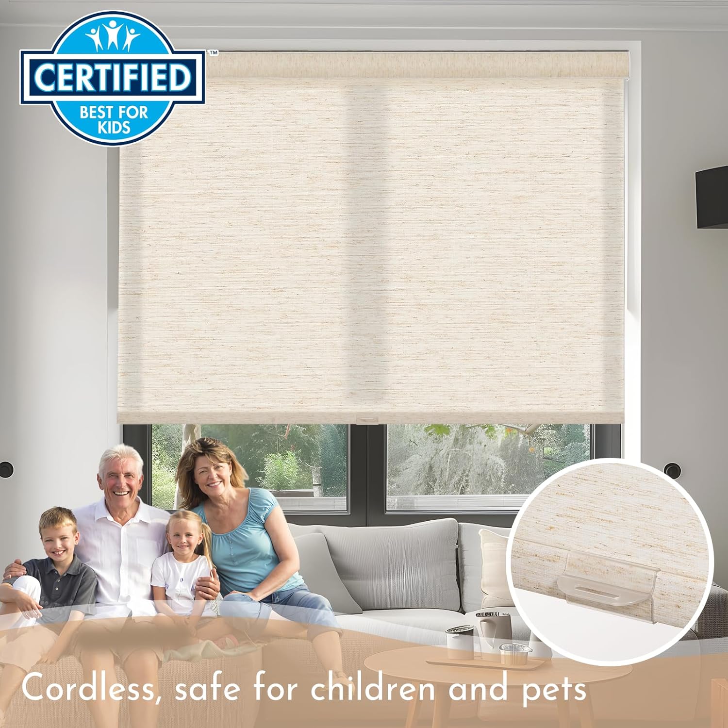 Persilux Light Filtering Roller Shades Cordless Linen Fabric Roller ...