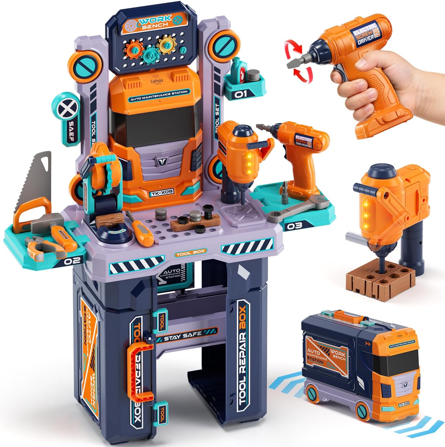 Aoibox Kids Tool Bench 32.5 Inch Tall Toddler Tool Set with Electric ...