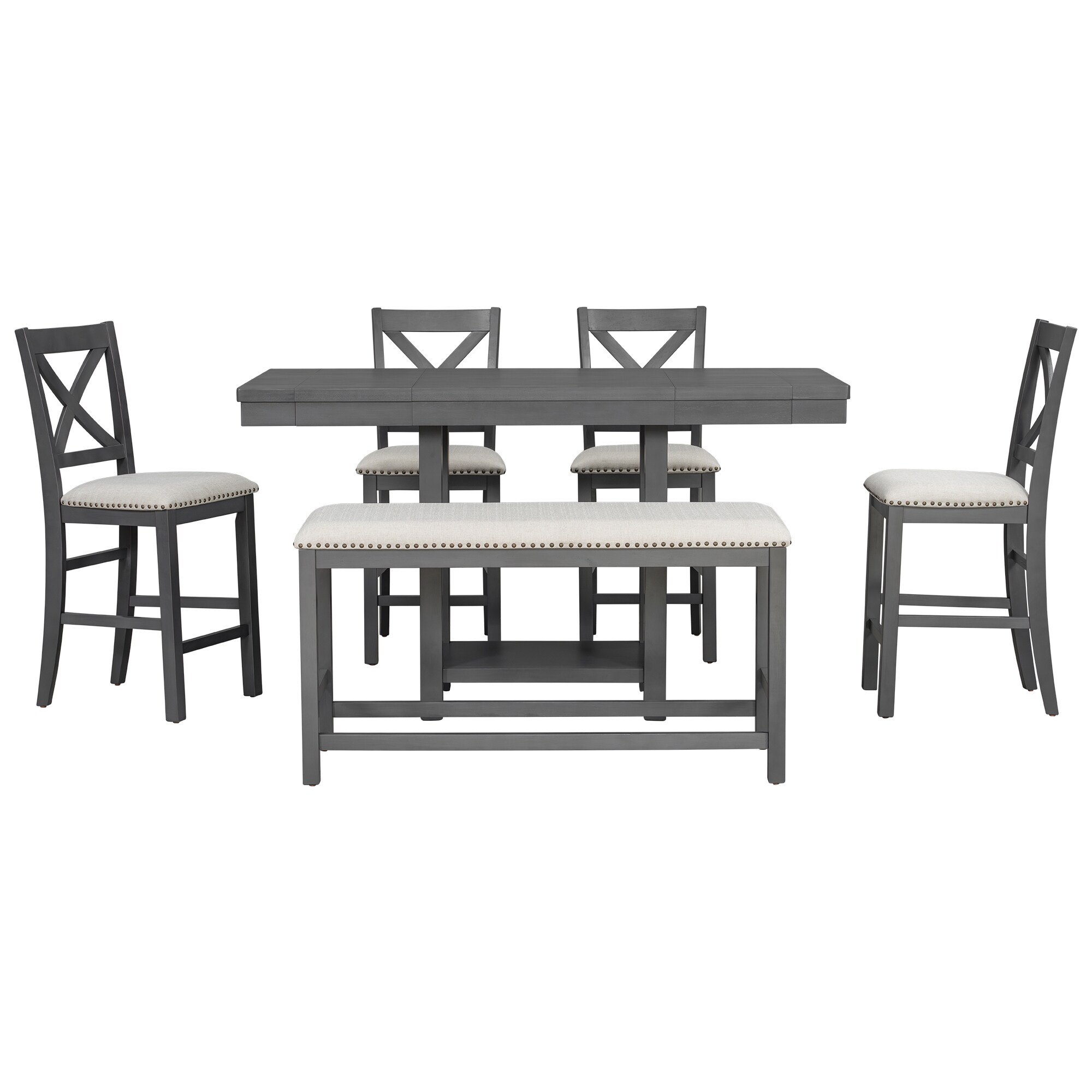 ModernLuxe Assembly Required Rubber Wood Epandable Bar Table Set for 6 ...
