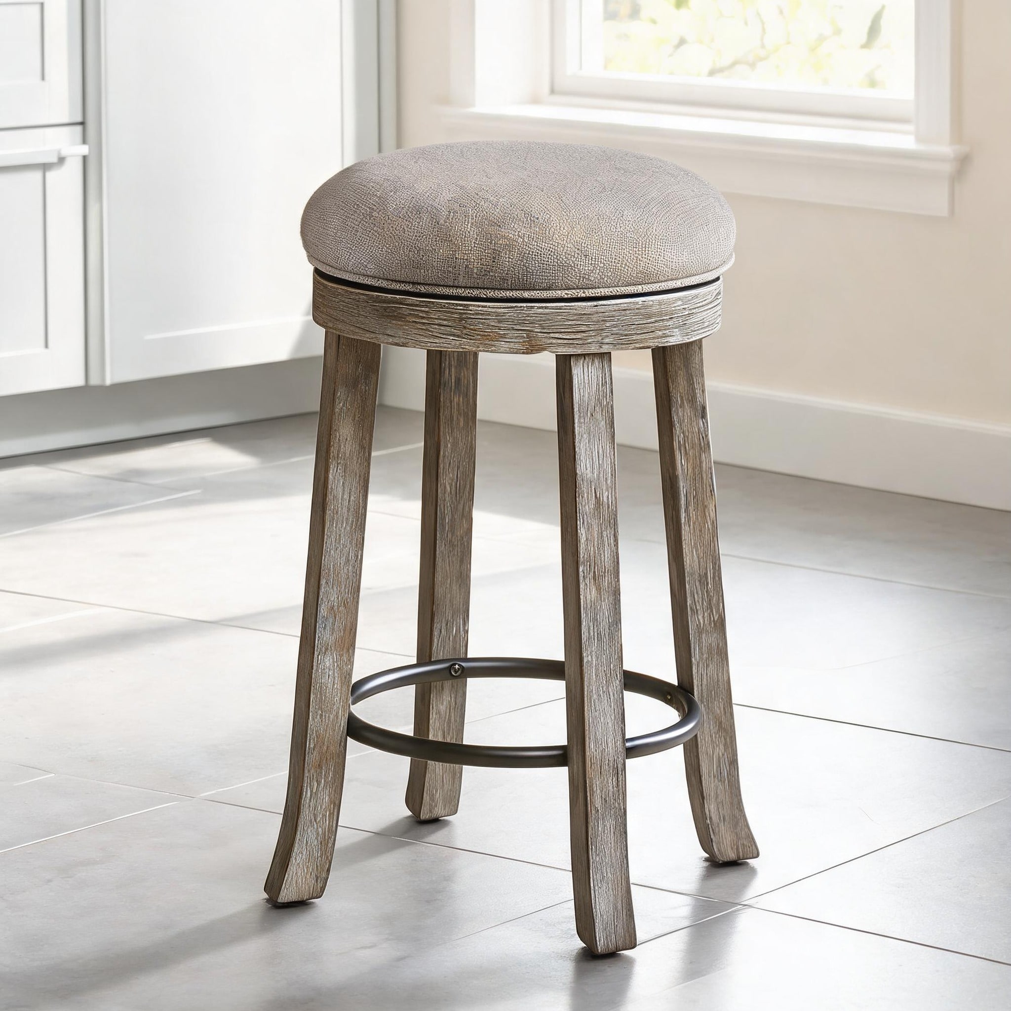 Watnature Rustic Lodge Counter Stool with 360 Swivel Gray-Toned ...