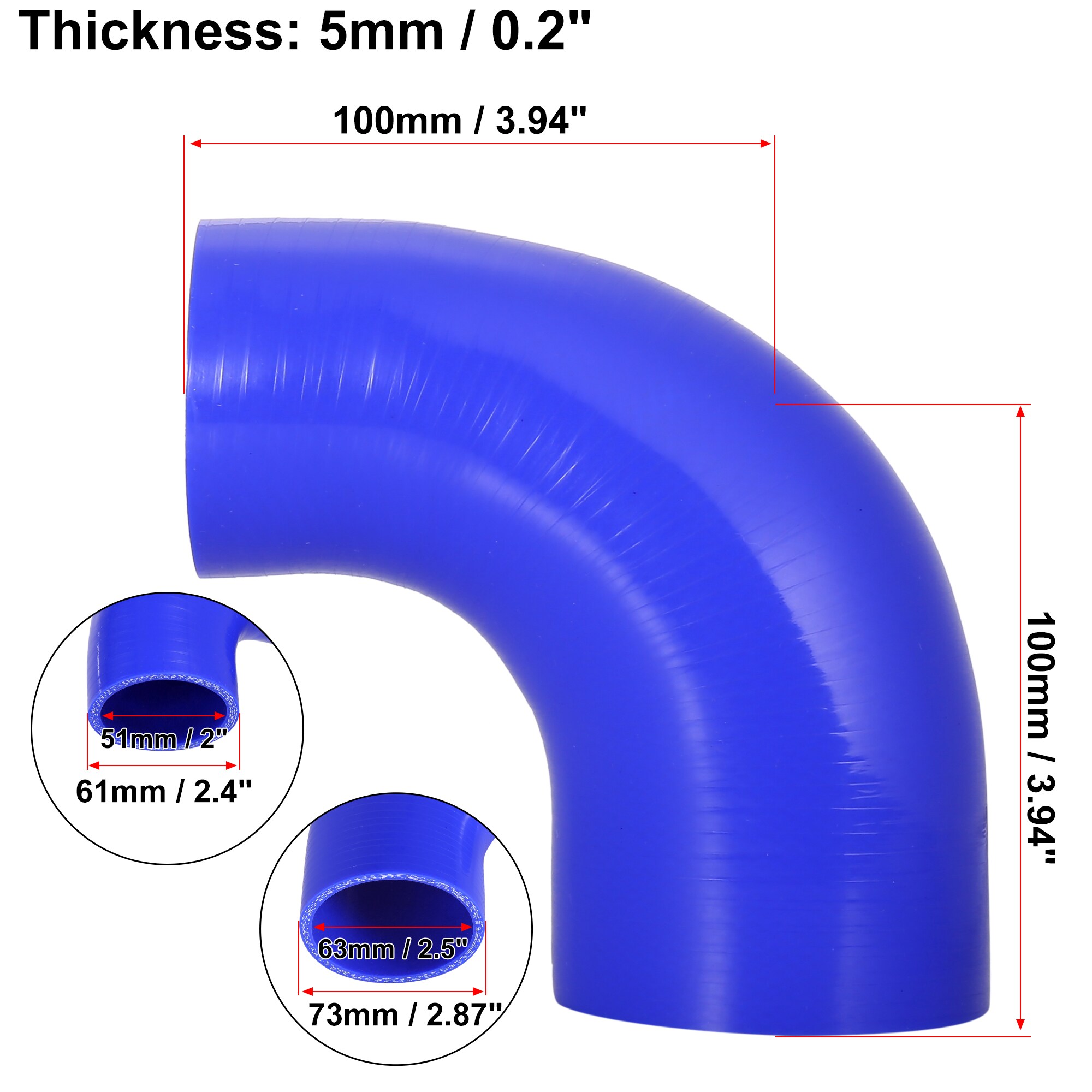 Unique Bargains 51-63mm 2 Inch-2.5 Inch ID 90 Degree Elbow Silicone ...