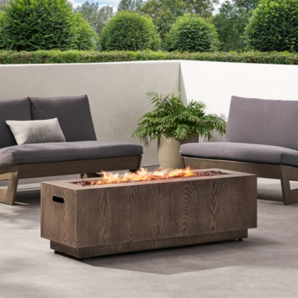 Poly furniture Gas Fire Pits 48-in W 5000 Maximum BTUs Iron Rectangle ...