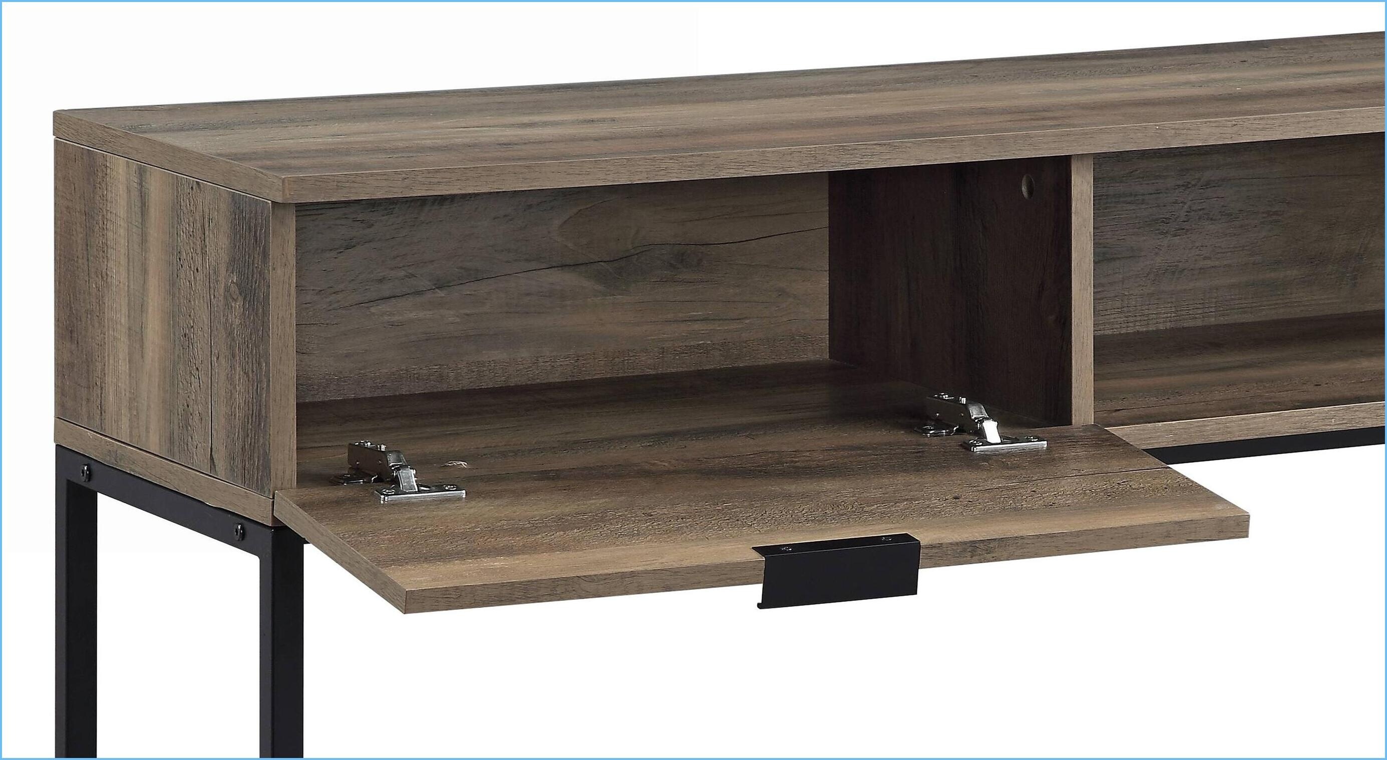 SunJet Desks Rustic Oak Black Writing Desk with DrawerShelf 30inH x ...