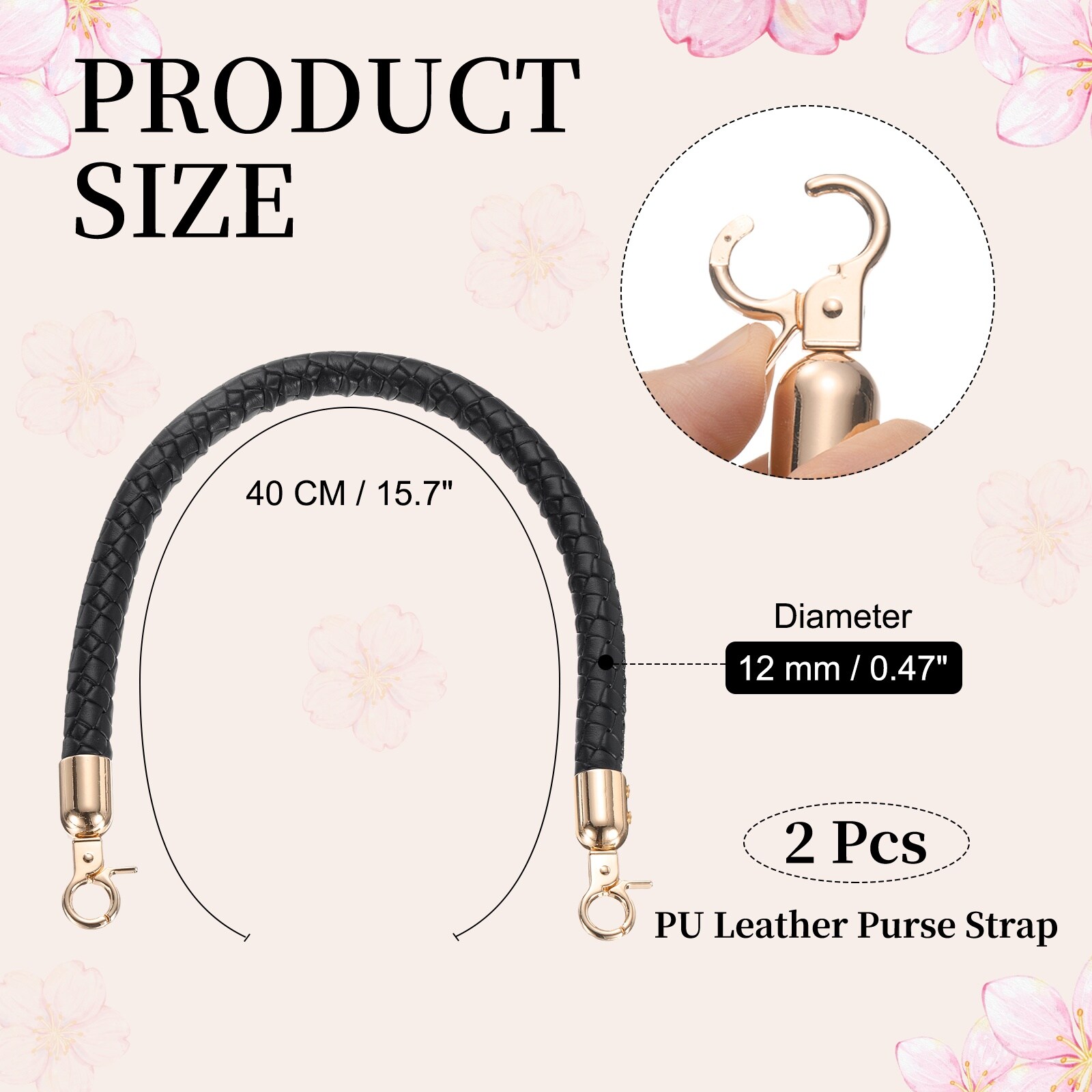 PATIKIL 2pcs Braided Purse Straps 15.7inch Leather PU Braided Purse ...