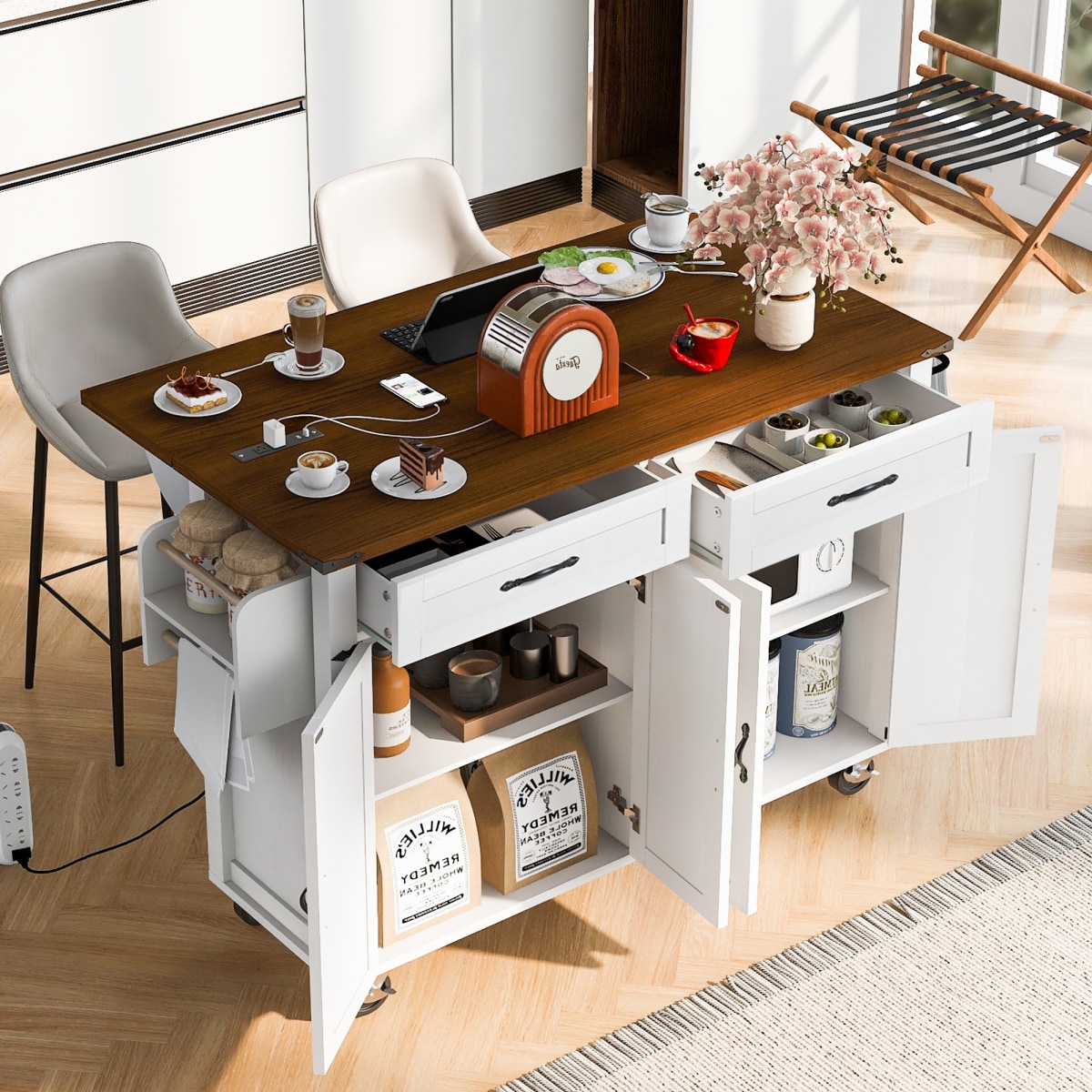 Streamdale Furniture Streamdale Farmhouse Kitchen Island with Drop Leaf ...