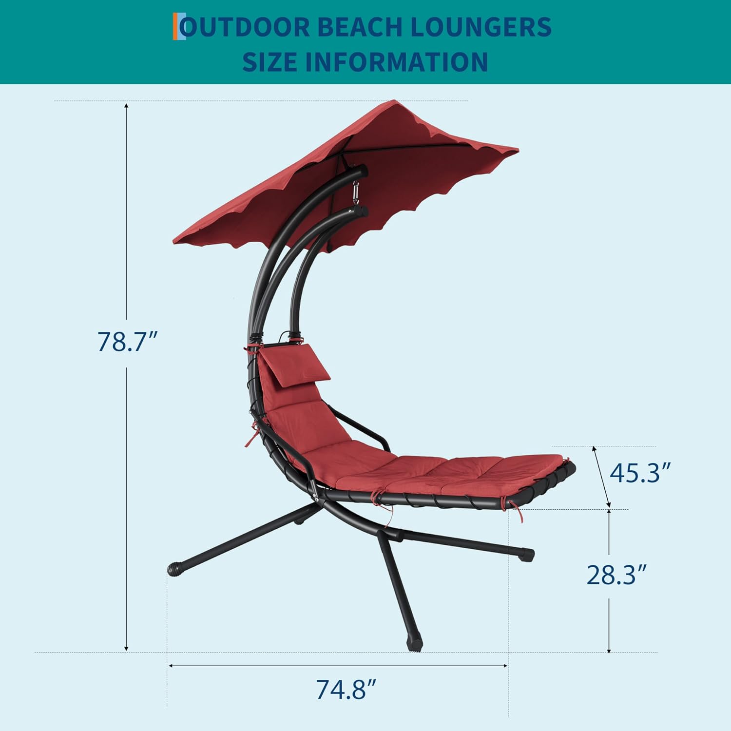 Garvee Hanging Chaise Lounge Swing Chair Hanging Curved Chaise Lounge ...