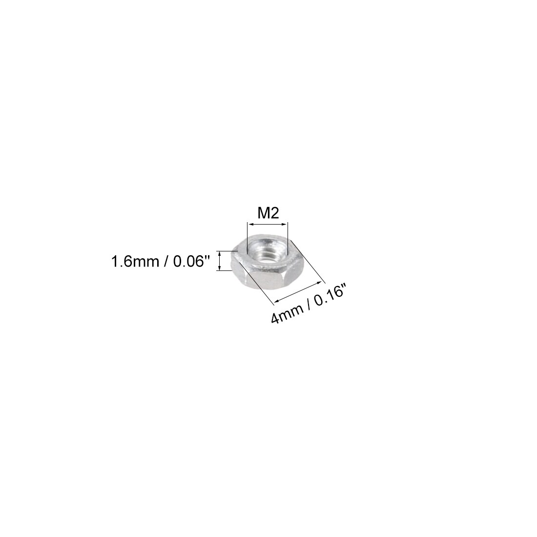 Unique Bargains 200pcs Hex Nuts M2 x 0.4mm Metric Coarse Thread Hexagon ...