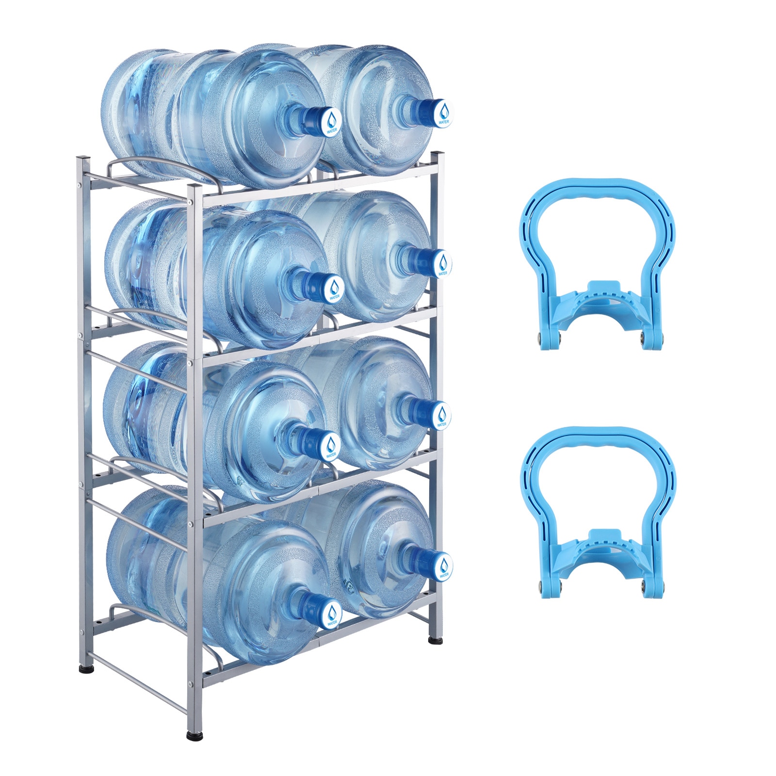 VEVOR 4 Tiers Water Jug Holder 5 Gallon Water Bottle Holder Double Row ...