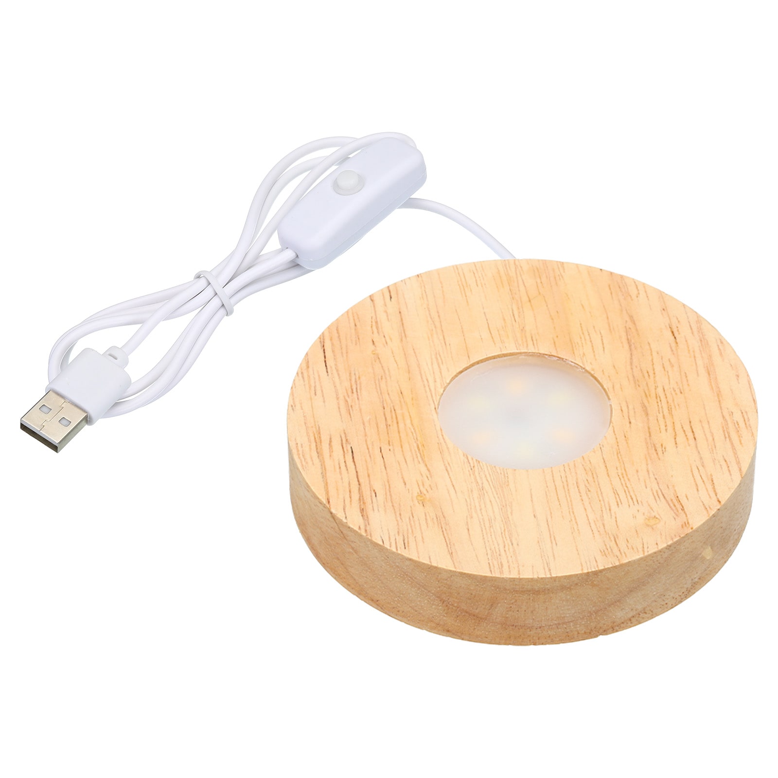 PATIKIL 4 Inch Wooden LED Light Base/ Wood Light Display Base Stand ...