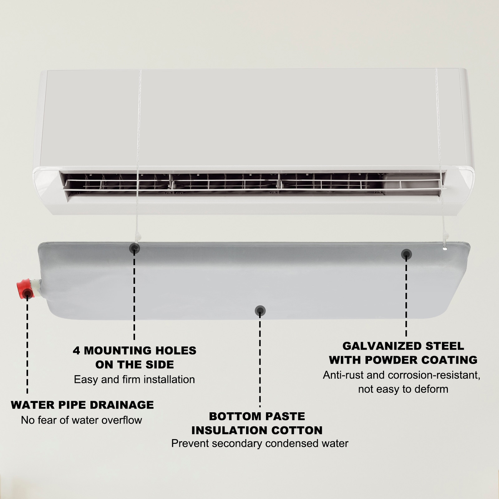 PATIKIL Air Conditioner Drip Tray 25 x 4.7 Inch 63 x 12 cm Galvanized ...