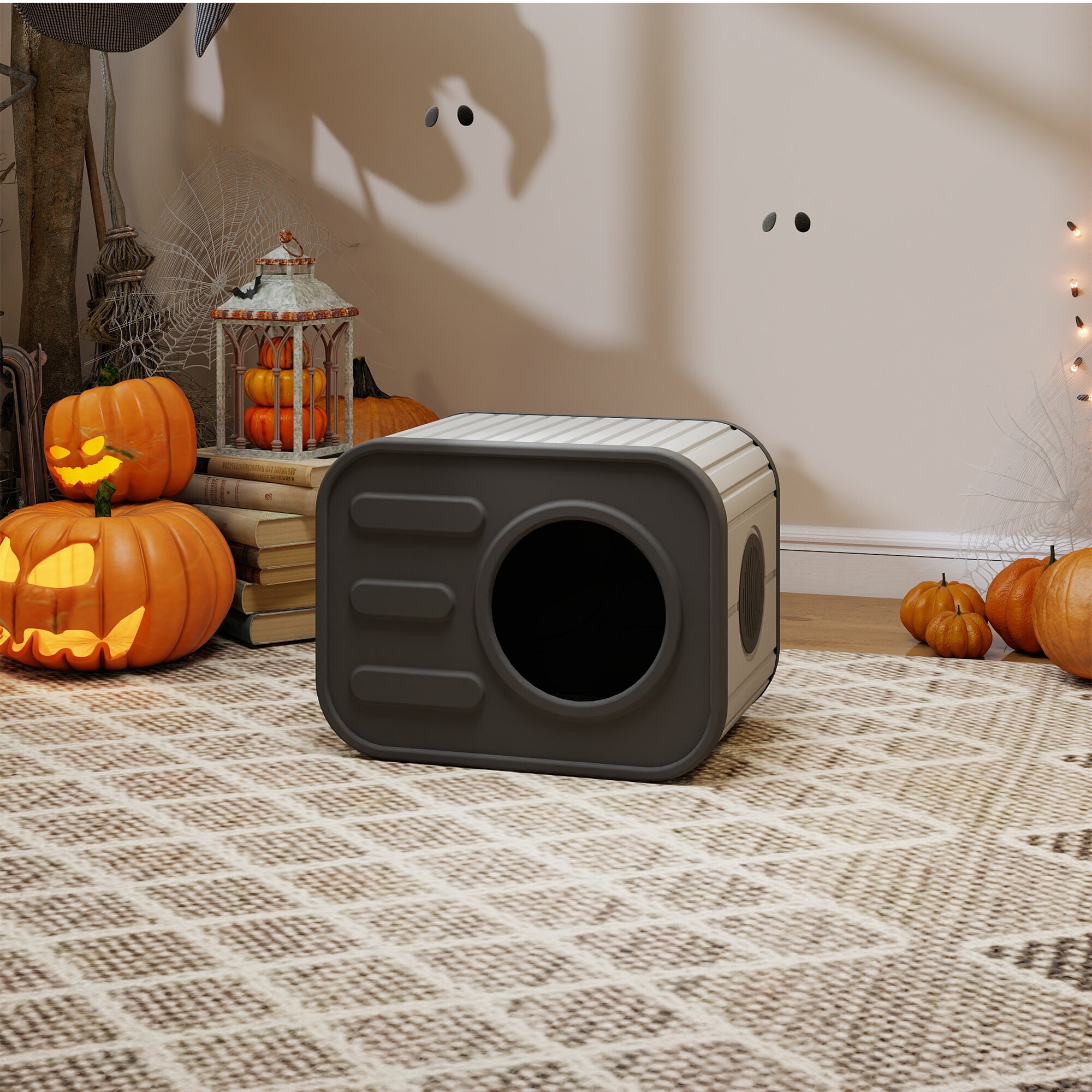 Mondawe Enclosed and Compact Indoor Camera Cat Bed - Gray and Black in ...