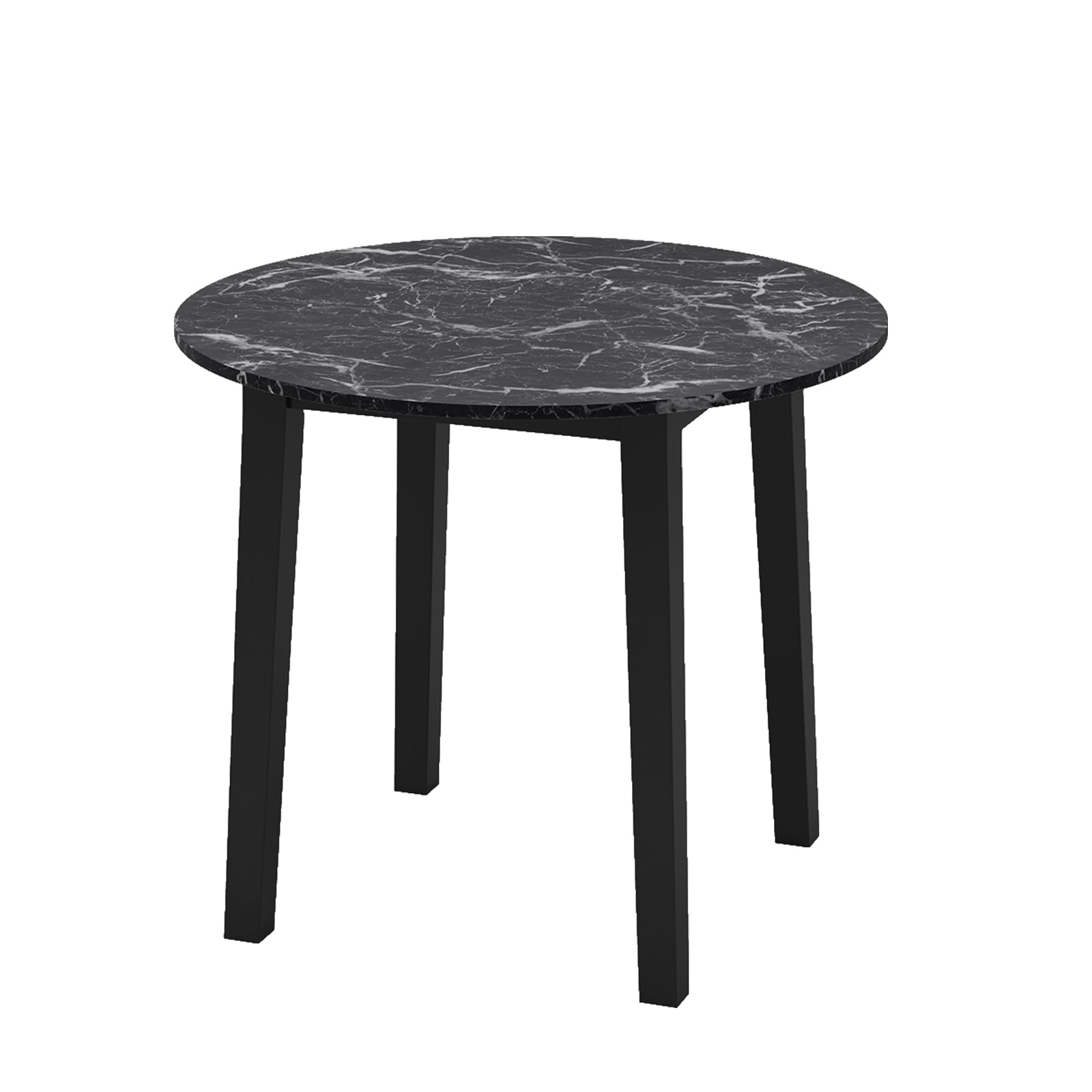 Fenbeli 35 Inch Round Dining Table with Wood Legs and Marble Textured ...