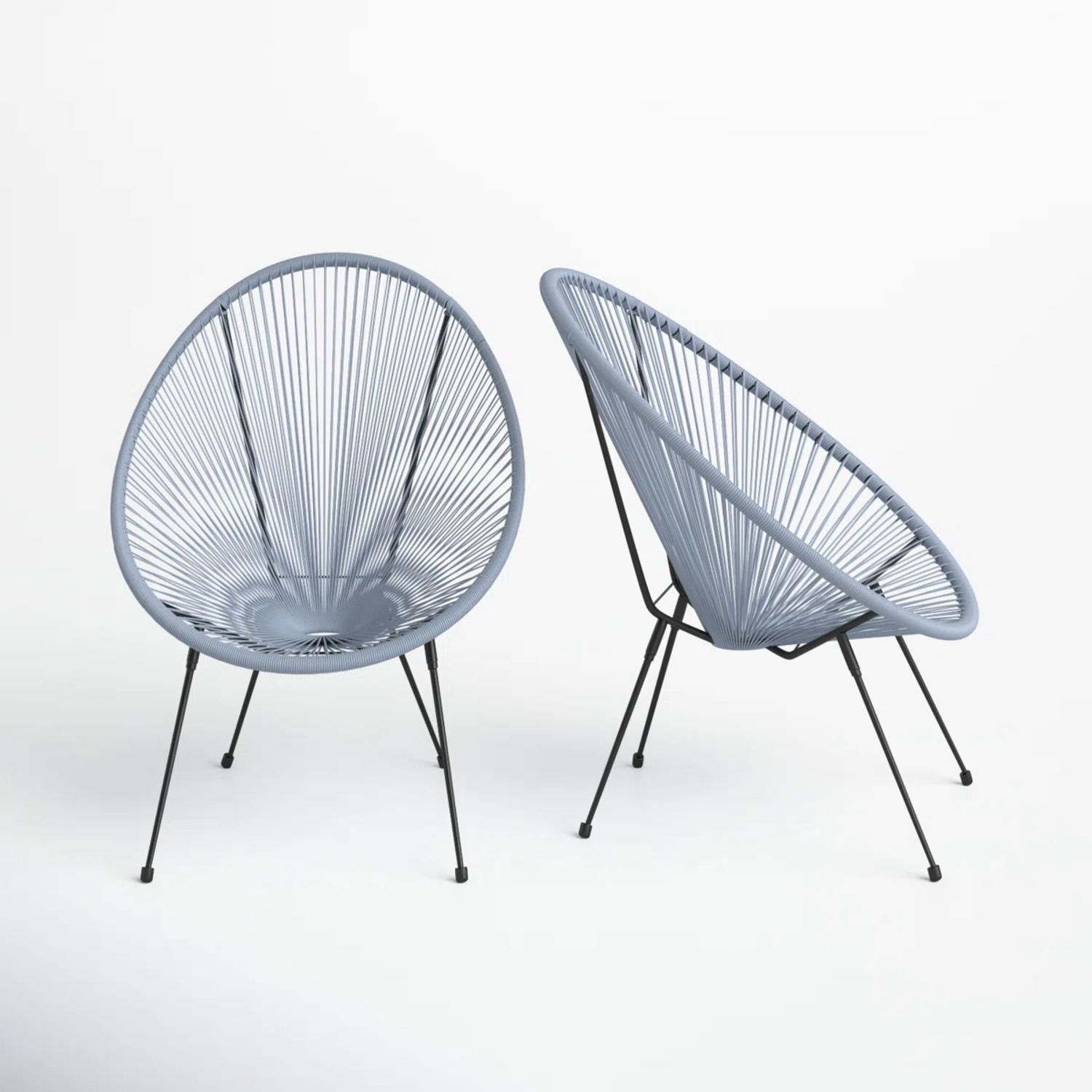 GDFStudio Luna Egg-Shaped Steel Corded Outdoor Chair Set in the Patio ...
