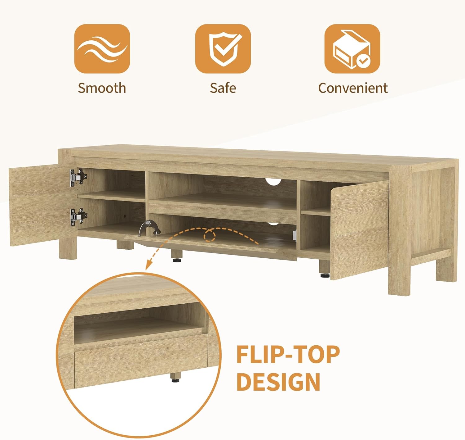 Garvee TV Stand with Cabinet Doors Entertainment Center with Adjustable ...