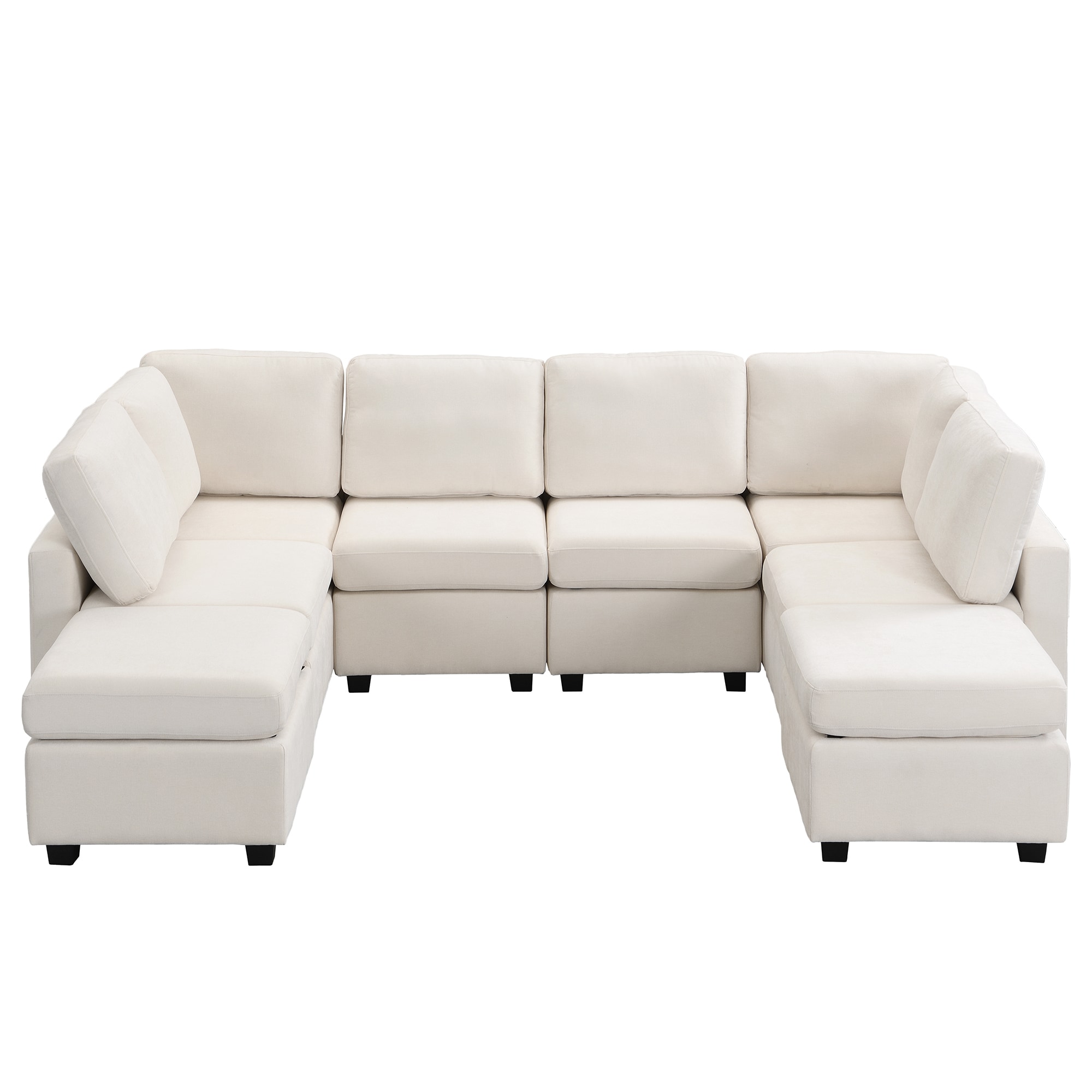 Bybafun 103.1-in Modern Beige Chenille Sofa in the Couches, Sofas ...