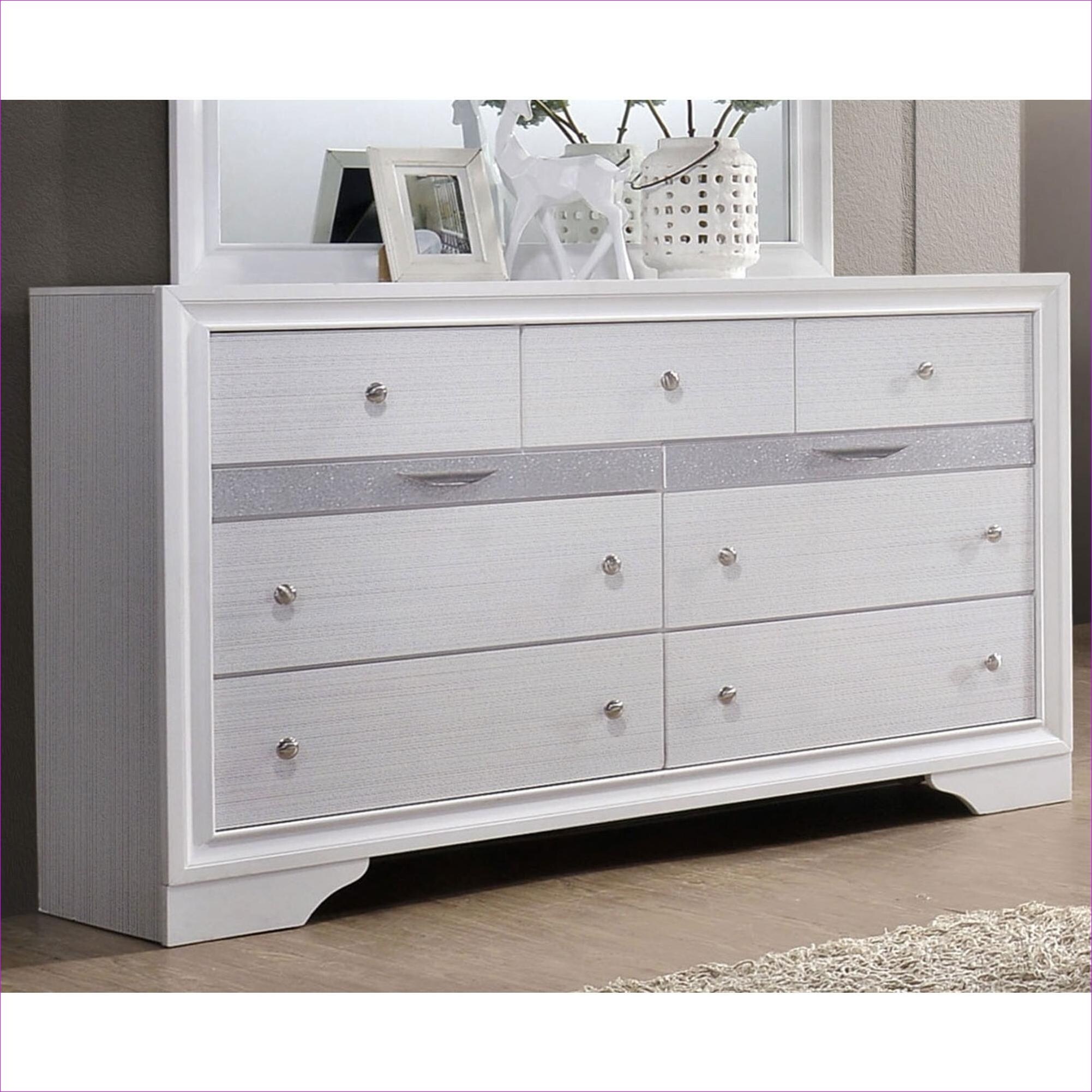 Watnature Soft White Bedroom Dresser and Mirror Set Transitional Solid ...