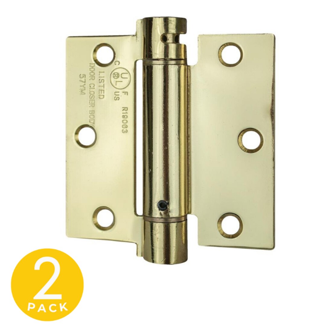 Global Door Controls Hinge 3-in H Square Bright Brass Surface mount Interior/Exterior Door Hinge ...