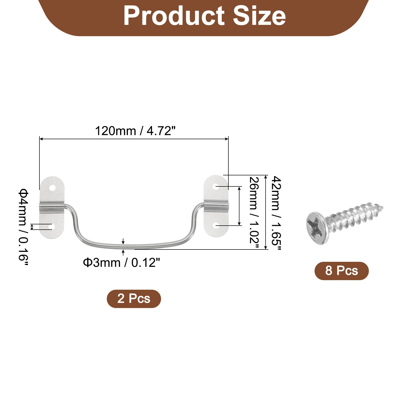 Unique Bargains 2pcs Chest Handles 120 x 42mm Side Ring Pull Lifting ...