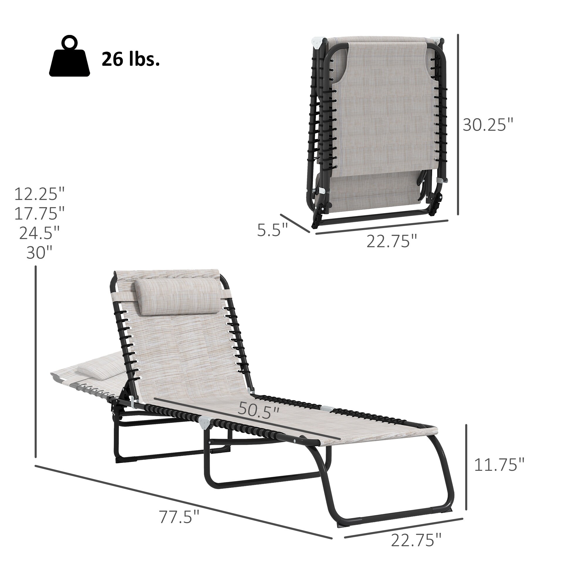 Outsunny Folding Chaise Lounge Chair Set of 2 Patio Sun Tanning Chair ...