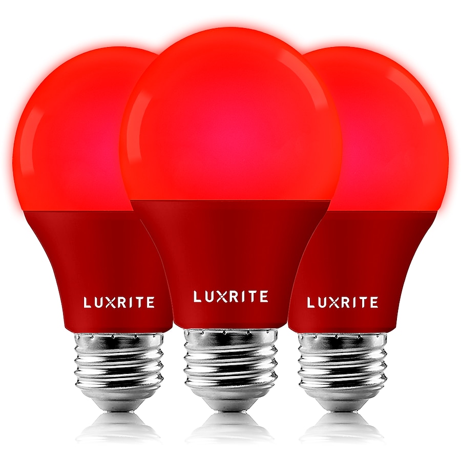 Luxrite 60-Watt EQ A19 Red Medium Base (e-26) Dimmable LED Decorative ... Luxrite 60-Watt EQ A19 Red Medium Base (e-26) Dimmable LED Decorative ...