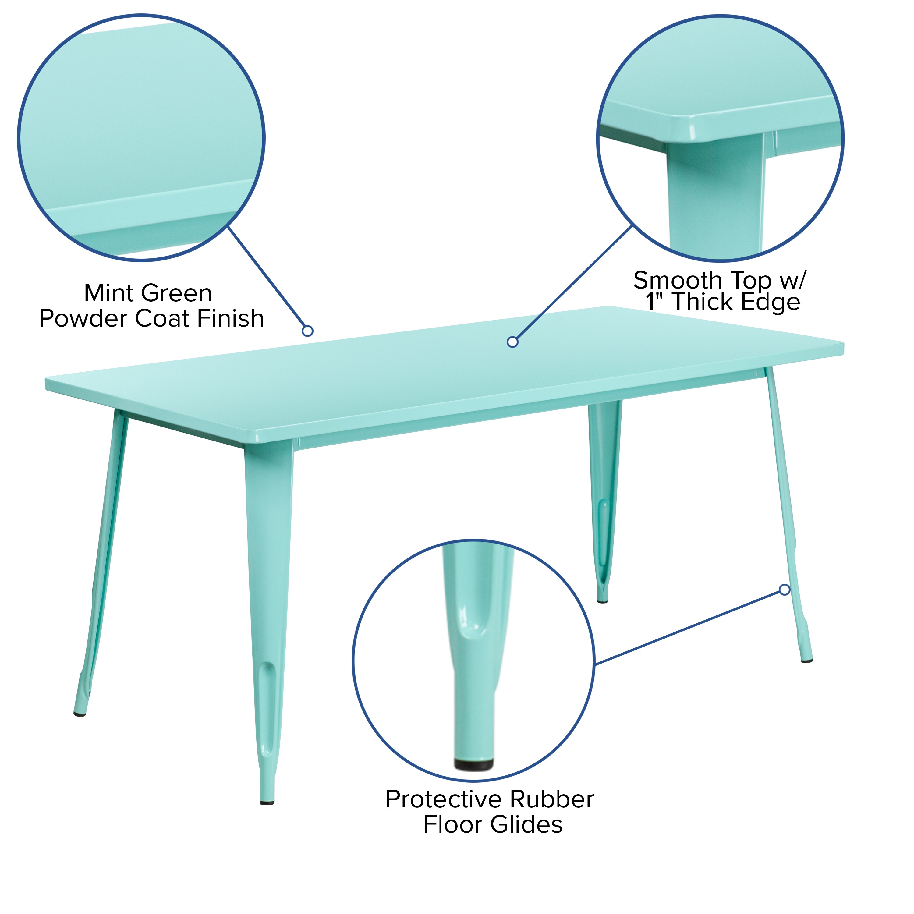 Emma + Oliver Commercial Grade 31.5-in x 63-in Rectangular Mint Green ...