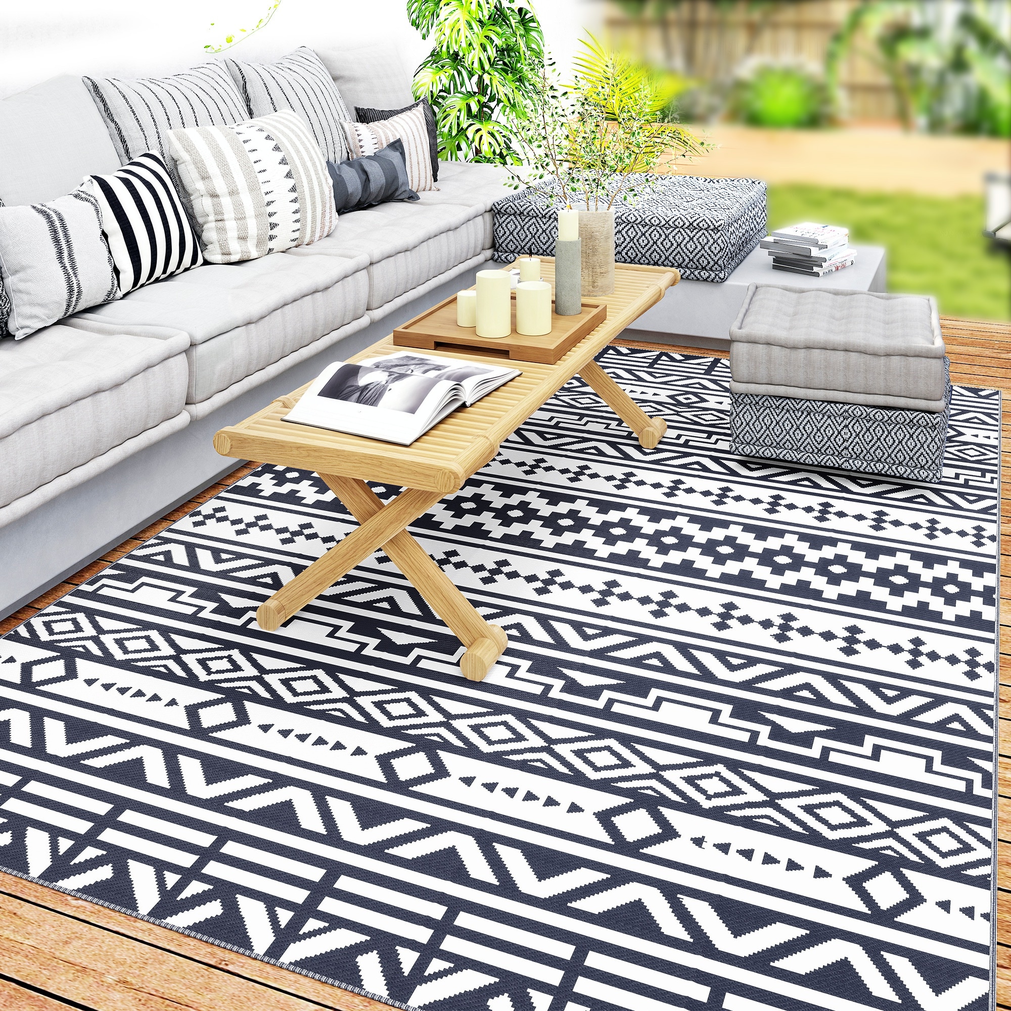 Belffin Outsunny outdoor patio rug large camping carpet with carrying ...