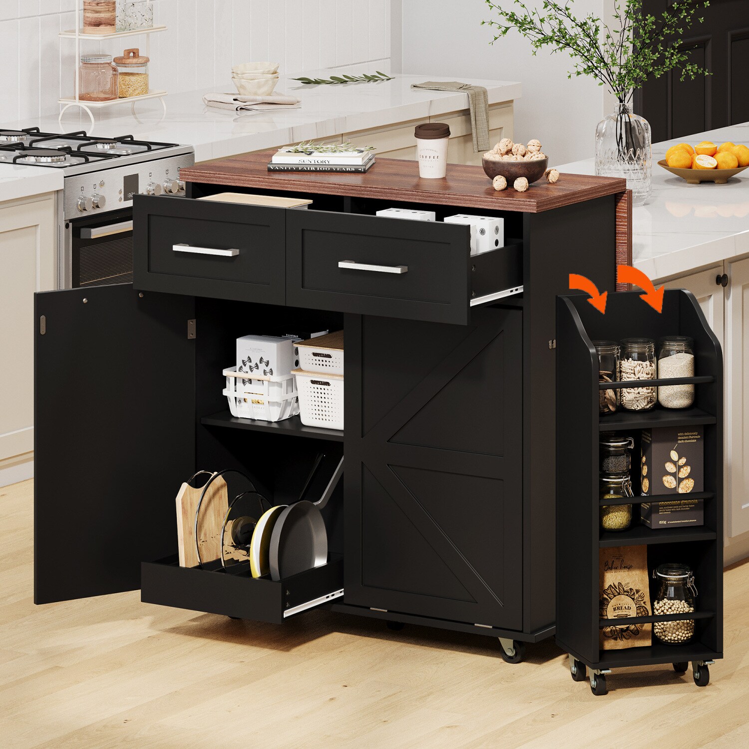 Streamdale Furniture Streamdale 47.2'' Farmhouse Kitchen Island with ...