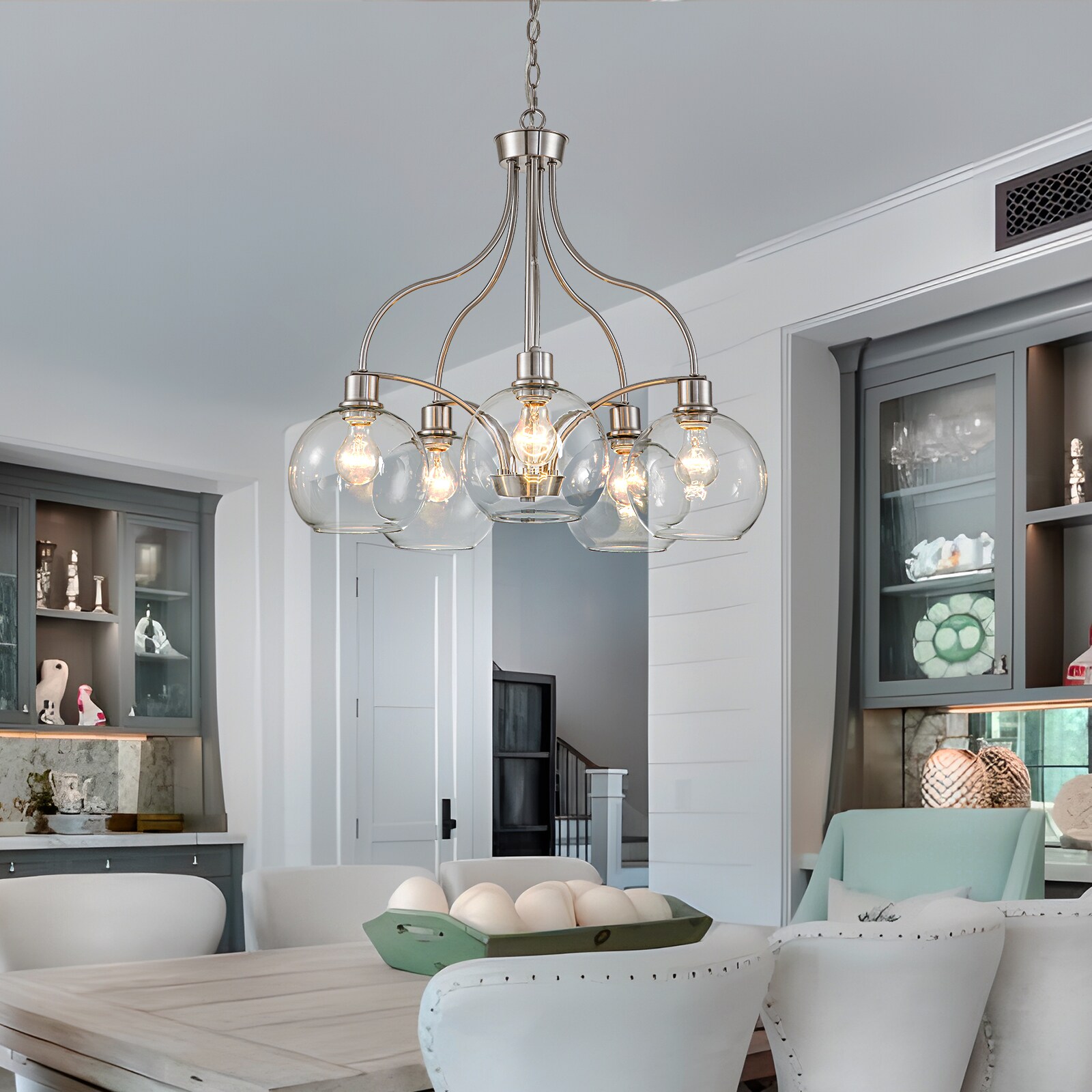 EDISLIVE 5-Light Nickel Modern/Contemporary Clear Glass Sputnik Led ...