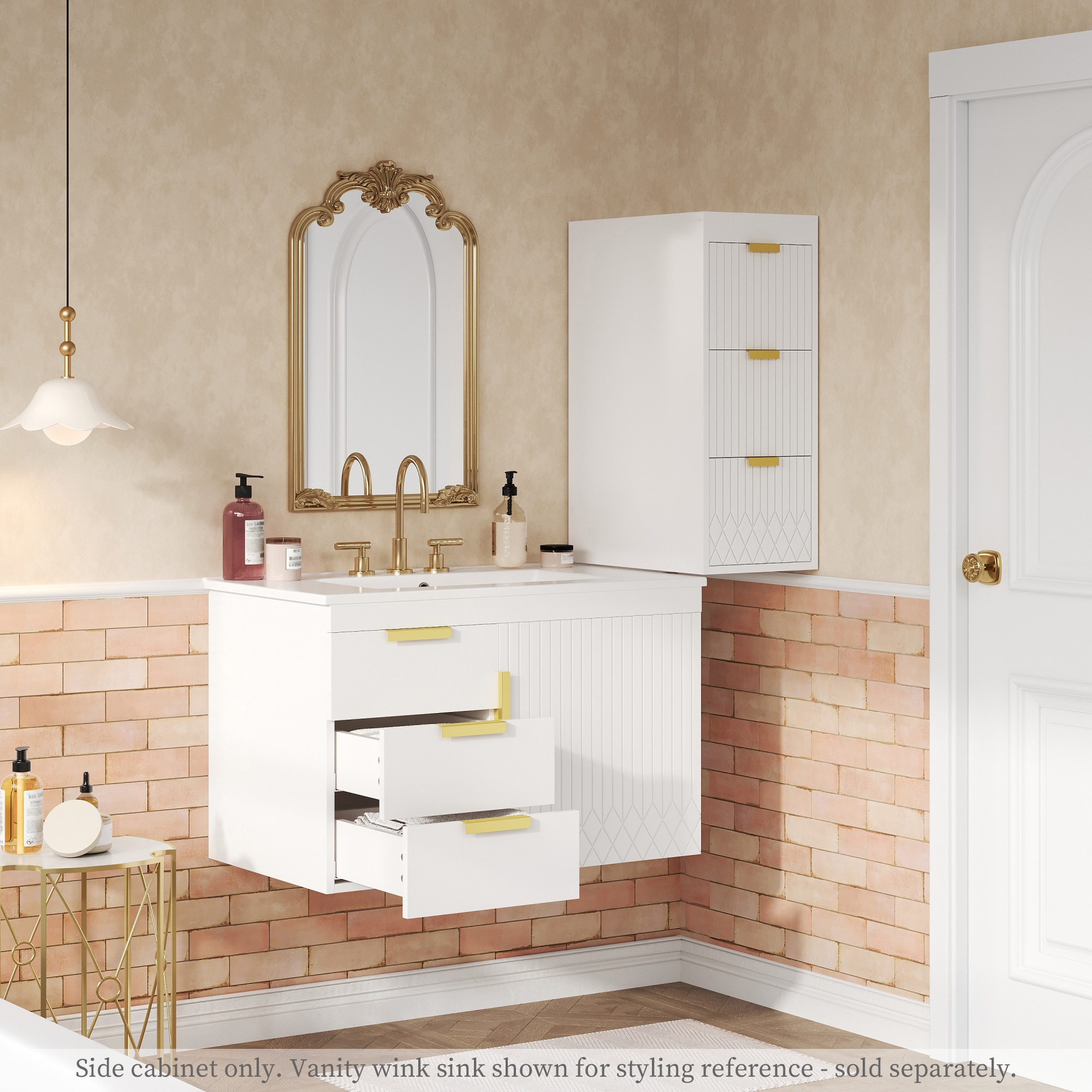ModernLuxe Assembly Required Wall Mounted Floating Cabinet W/Decor Line ...