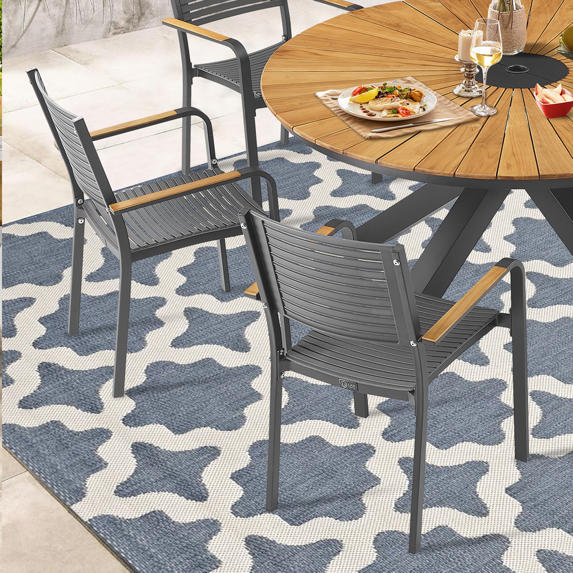PEAK HOME FURNISHINGS Set of 2 Patio Dining Chairs Casual Dining arm ...