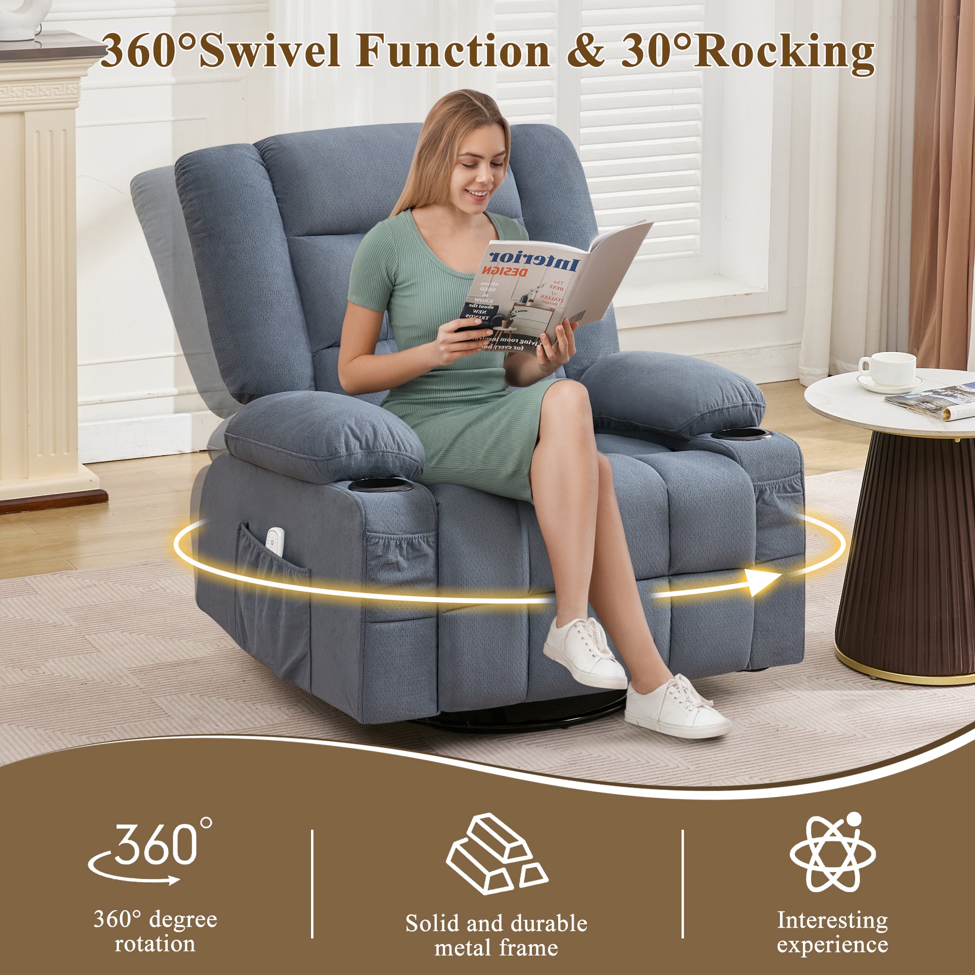 Boyel Living Kneading Massage Rocker Recliner Chair With 4-Point 3D ...