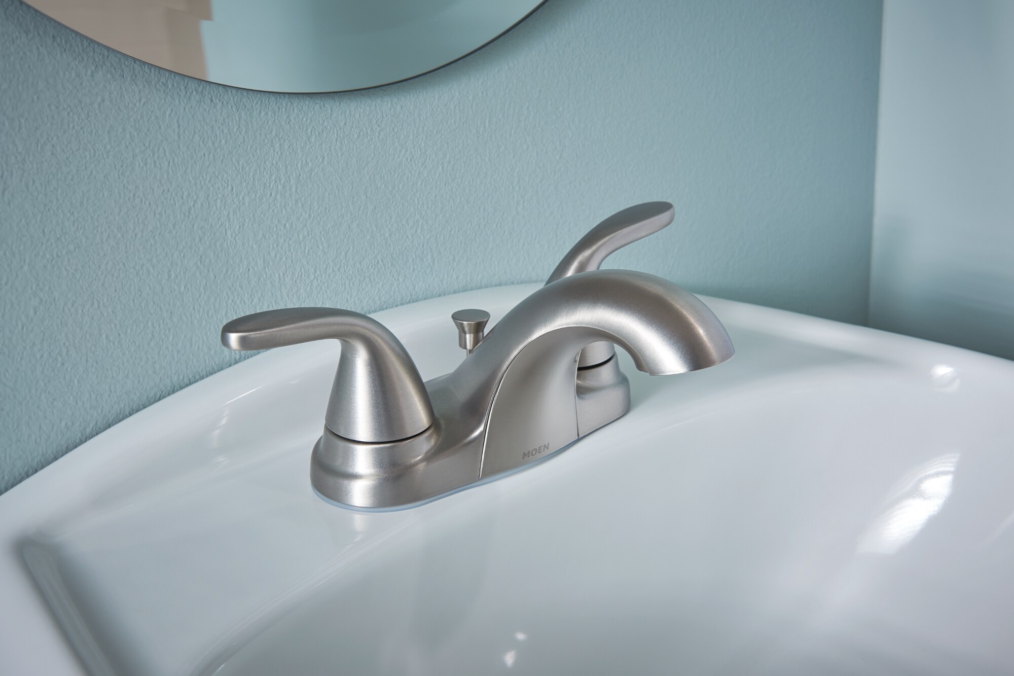 Moen Adler Spot Resist Brushed Nickel 4-in centerset 2-Handle ...