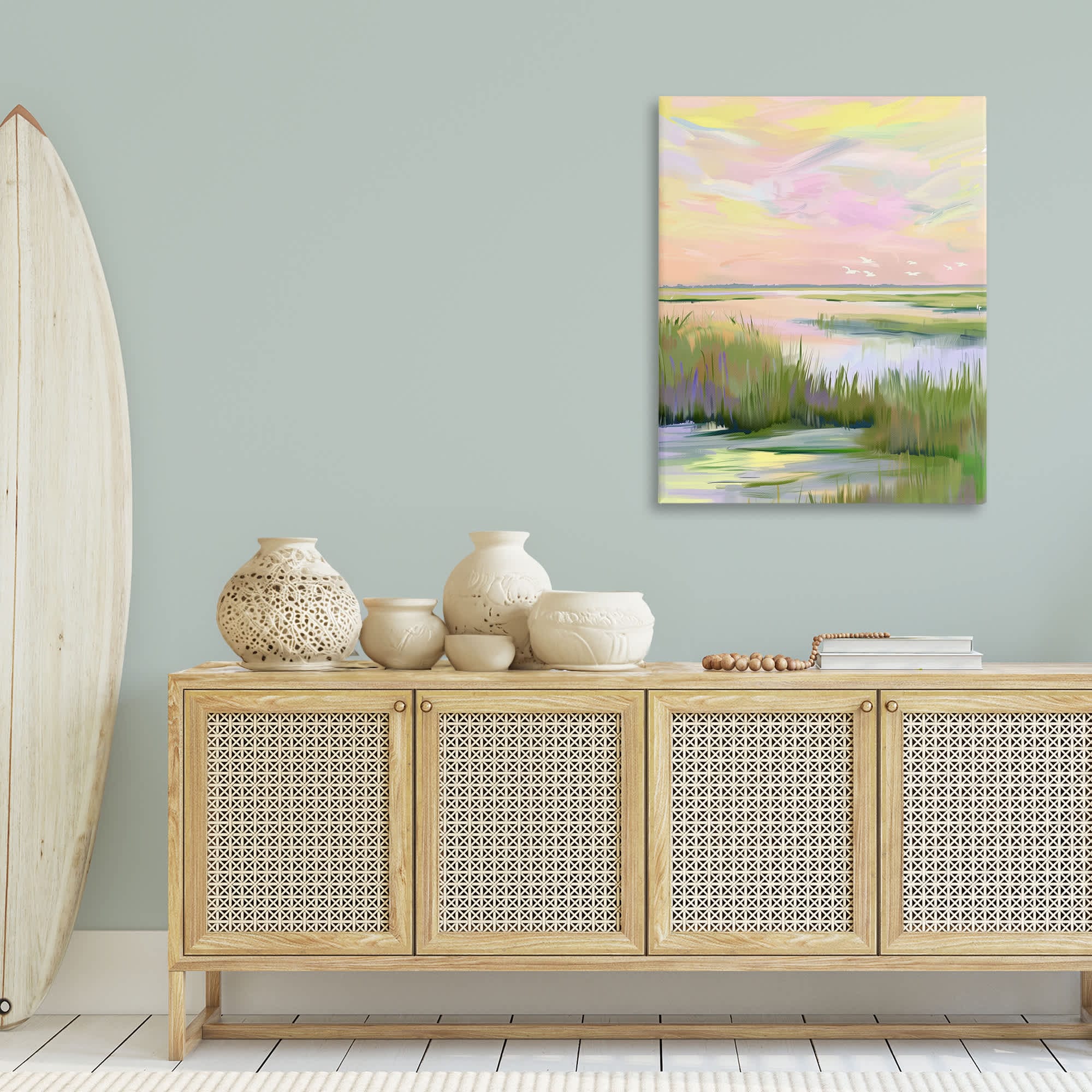 Stupell Industries Soft Pink Marshland Sunrise Canvas Wall Art By ...