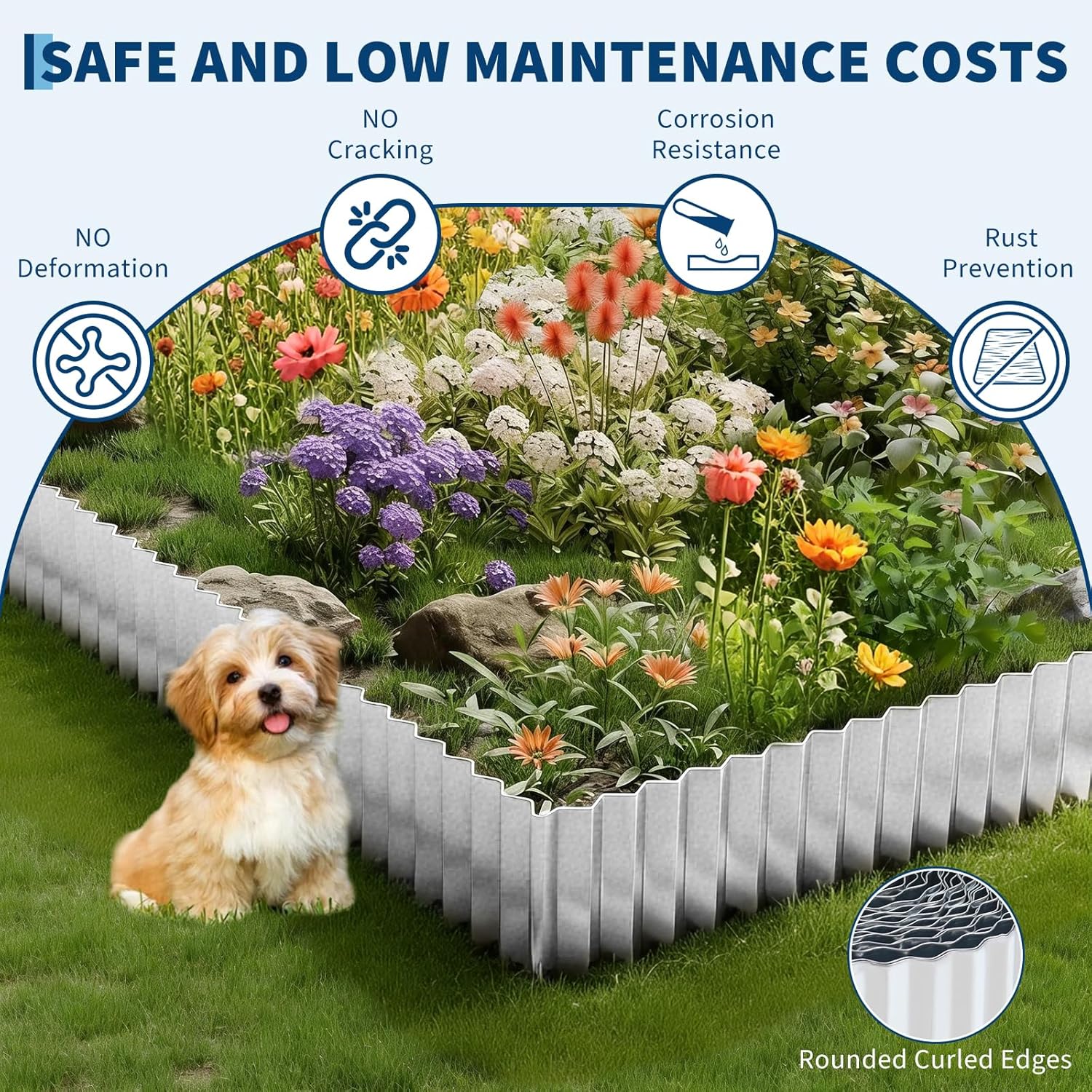 GarveeLife 20ft Metal Landscape Edging Border Corrugated Garden Edging ...