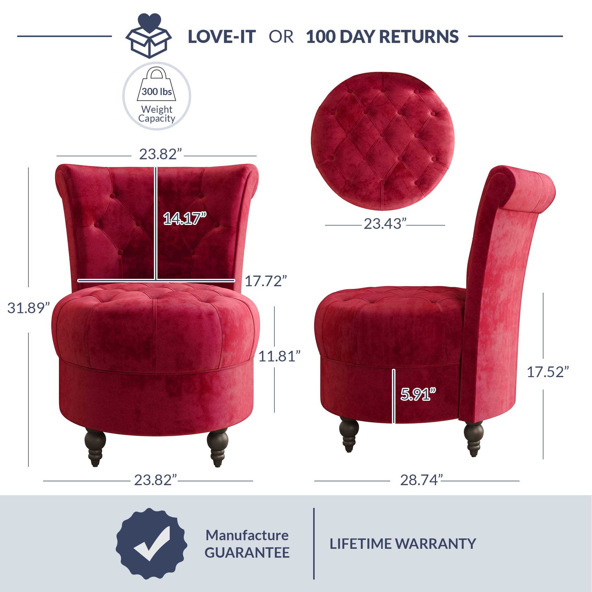 Belleze Throne Royal Chair Button Tufted Accent Chair Upholstered ...
