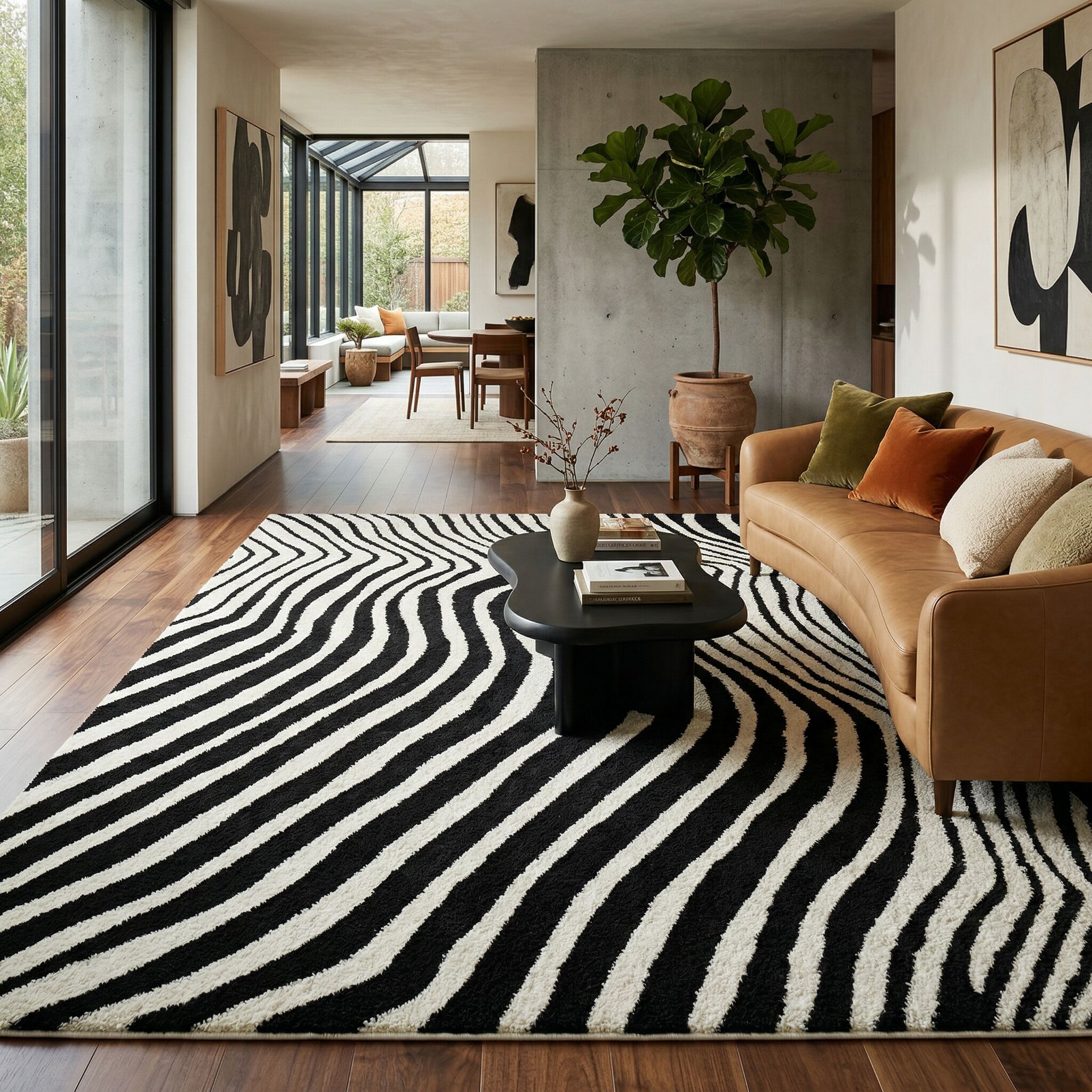 Rug Branch Vega 4' x 6' Modern Cream and Black Abstract Indoor Area Rug ...