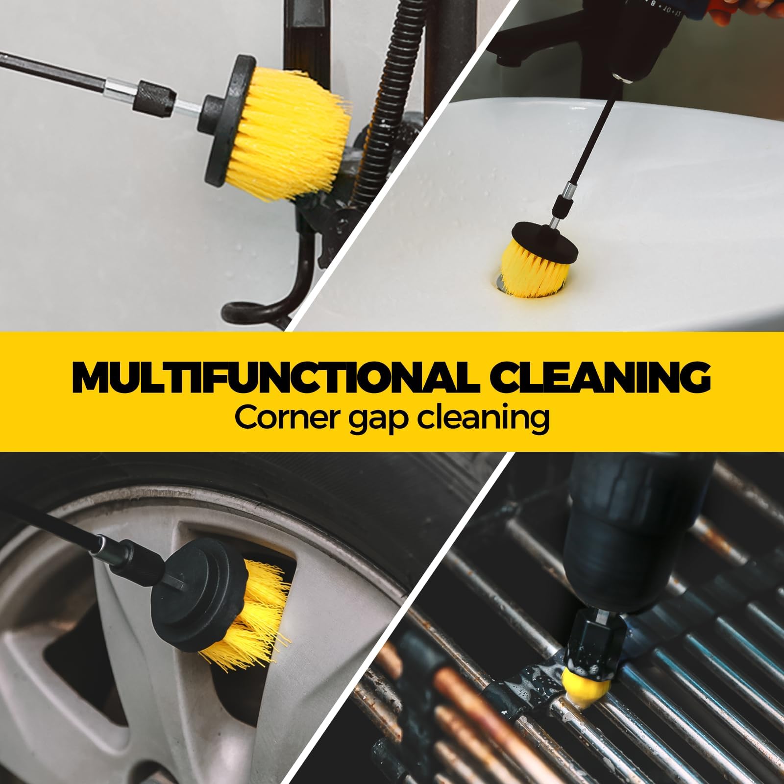 Afoxsos 11 Piece Drill Cleaning Attachment Set Medium Power Scrubber ...